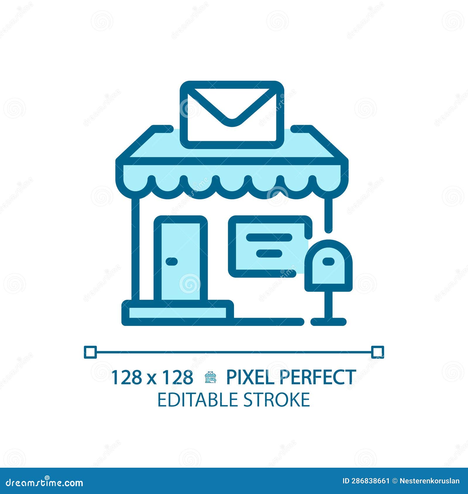 2D Editable Thin Line Post Office Icon Stock Vector - Illustration of ...