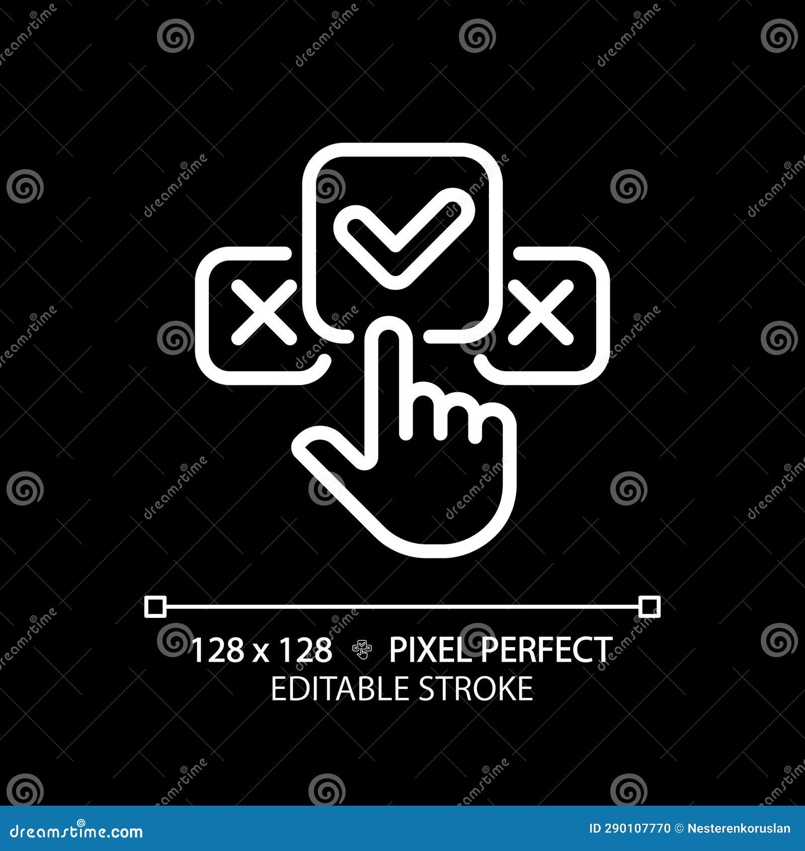 2D Editable Thin Line White Clicking on Check Mark Icon Stock ...
