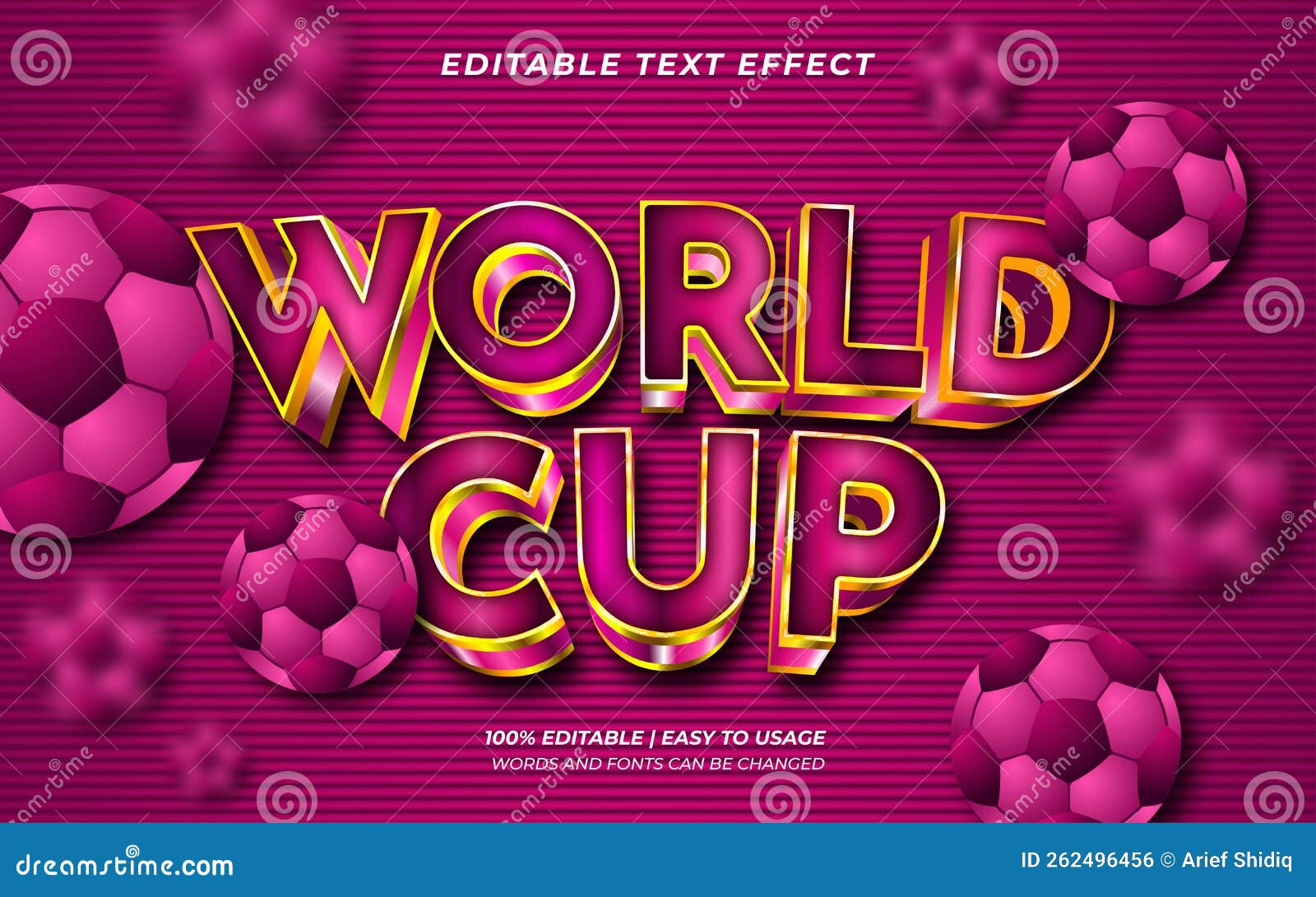 3d Editable World Cup Text Effect Stock Vector - Illustration of game ...