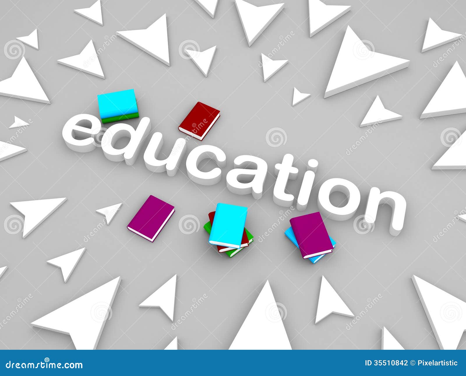 3d Education Text with Books and Arrow Stock Illustration ...
