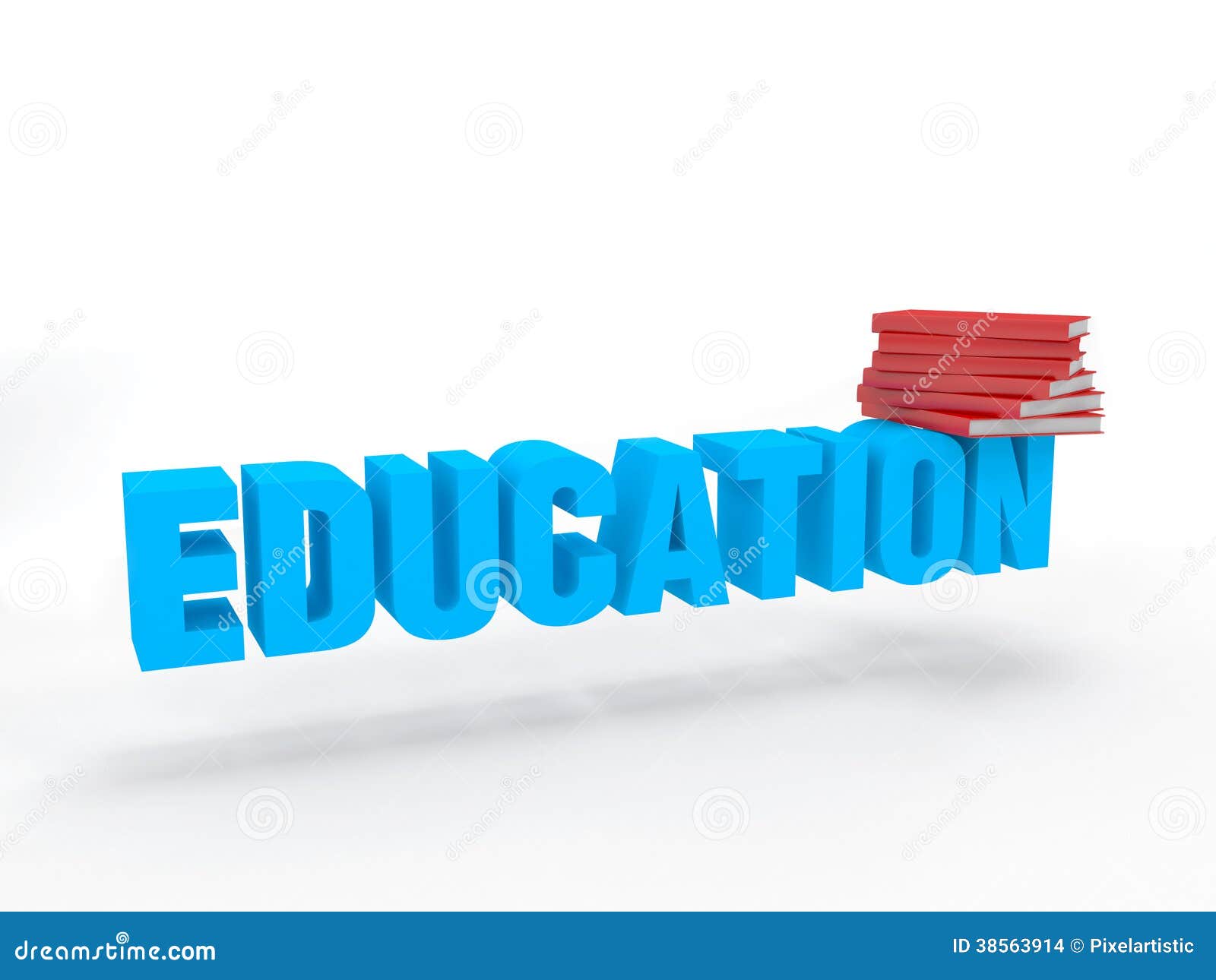 3d Education Text with Multiple Books Stock Illustration - Illustration ...