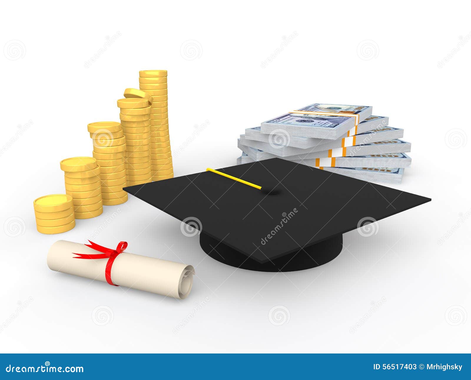 3d Educational Money Concept Stock Illustration - Illustration of cost ...