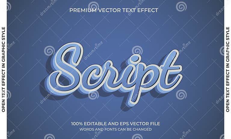 3d Efecto De Texto De Script Estilo De Texto Editable. Ilustración del Vector - Ilustración de ...
