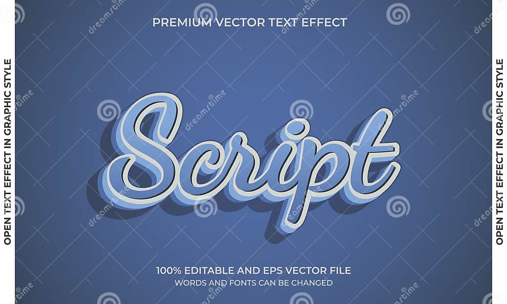 3d Efecto De Texto De Script Estilo De Texto Editable. Ilustración del Vector - Ilustración de ...