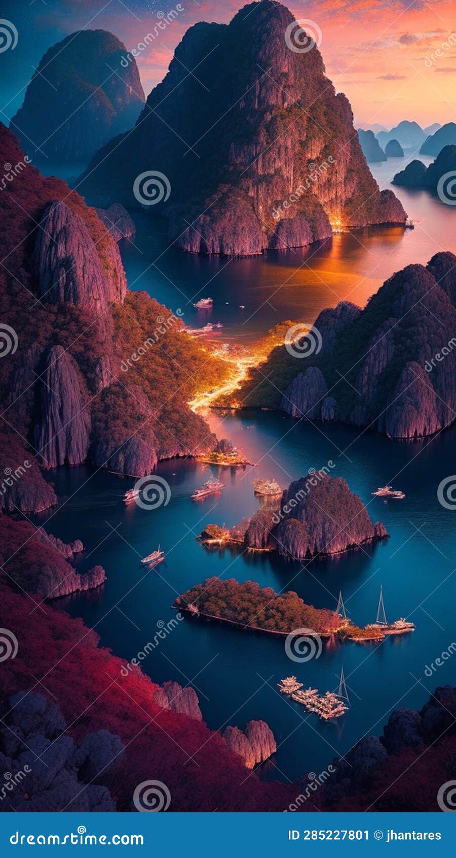 3d Effect - a Breathtaking Panoramic View of Halong Bay Stock ...