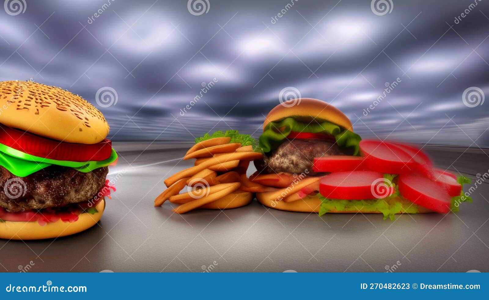 3d Effect - Burger - Ai-generated Stock Illustration - Illustration of ...