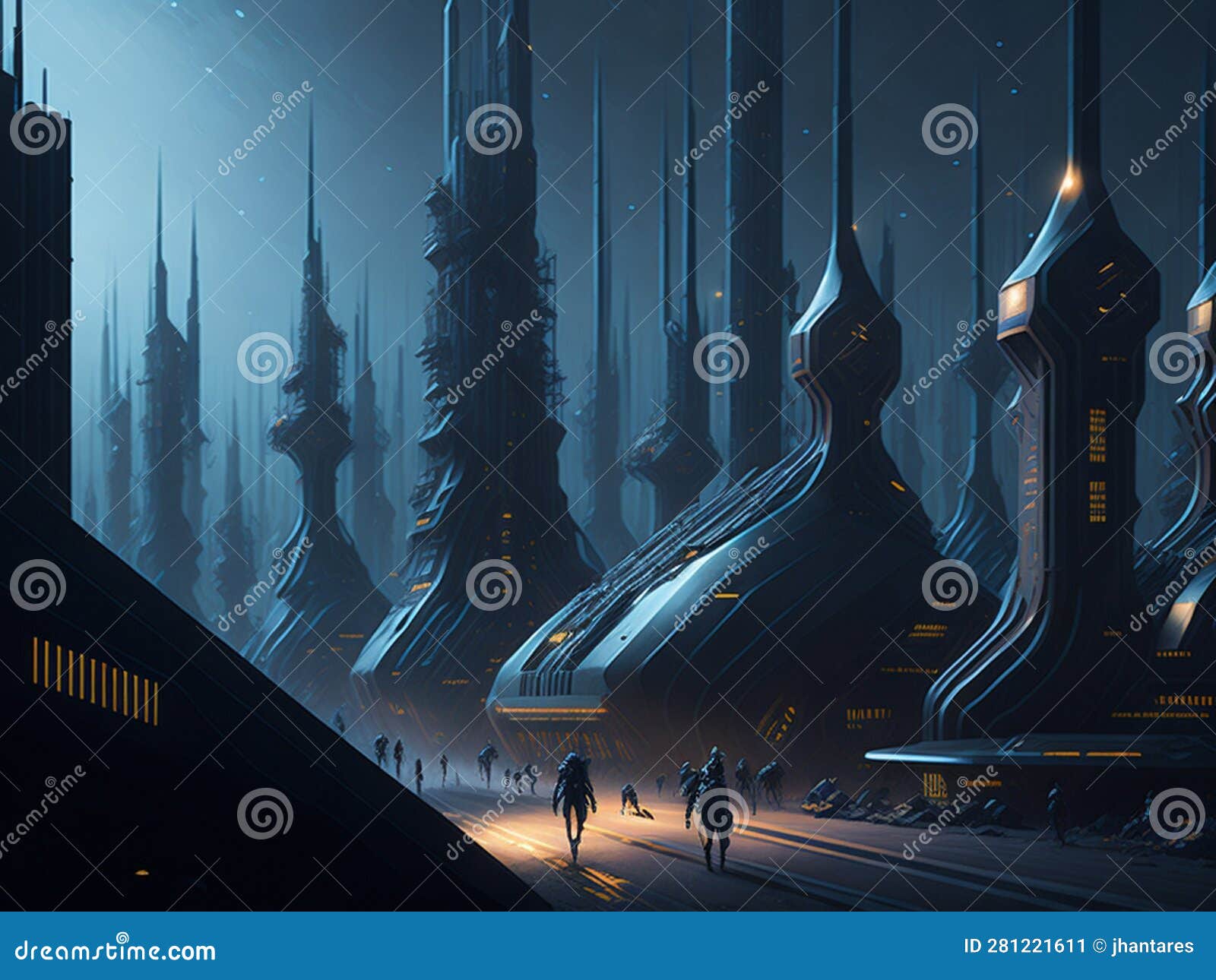 3d Effect - a Futuristic Space Port Stock Illustration - Illustration ...