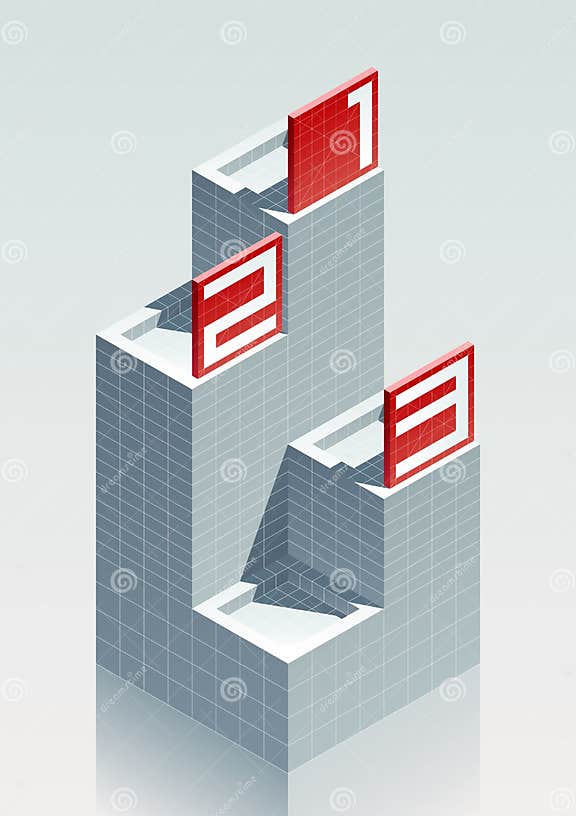 3D Effect Realistic 123 Podium with Red Billboards Stock Vector ...