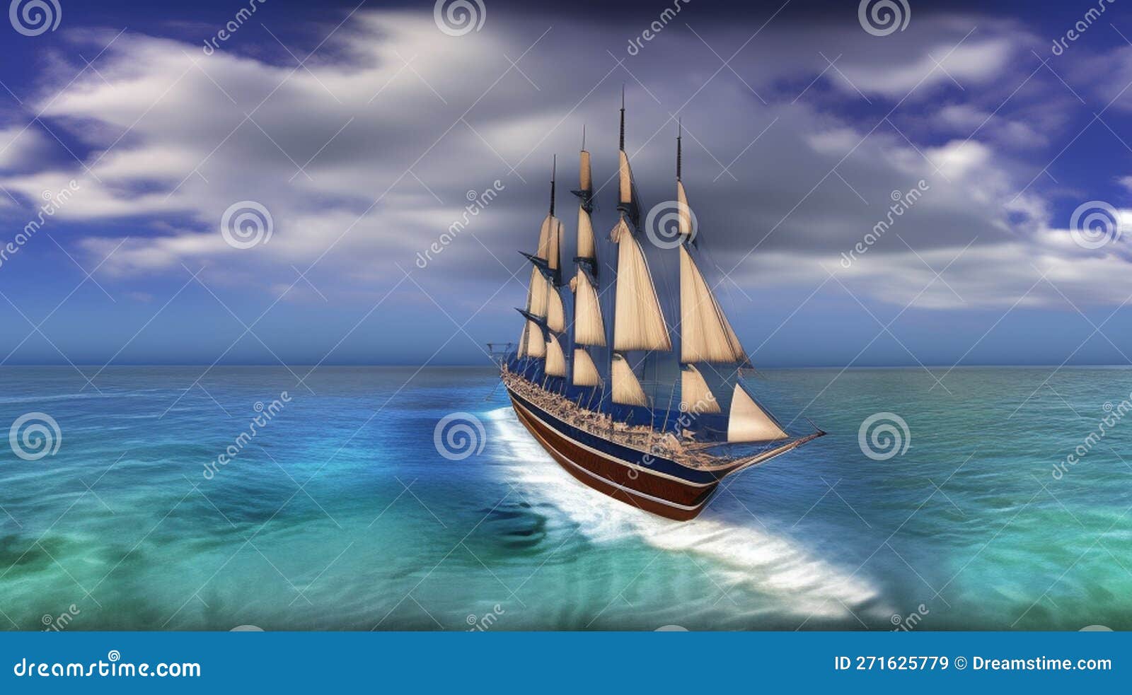 3d Effect - Sailing Ship Ai-generated Stock Illustration - Illustration ...