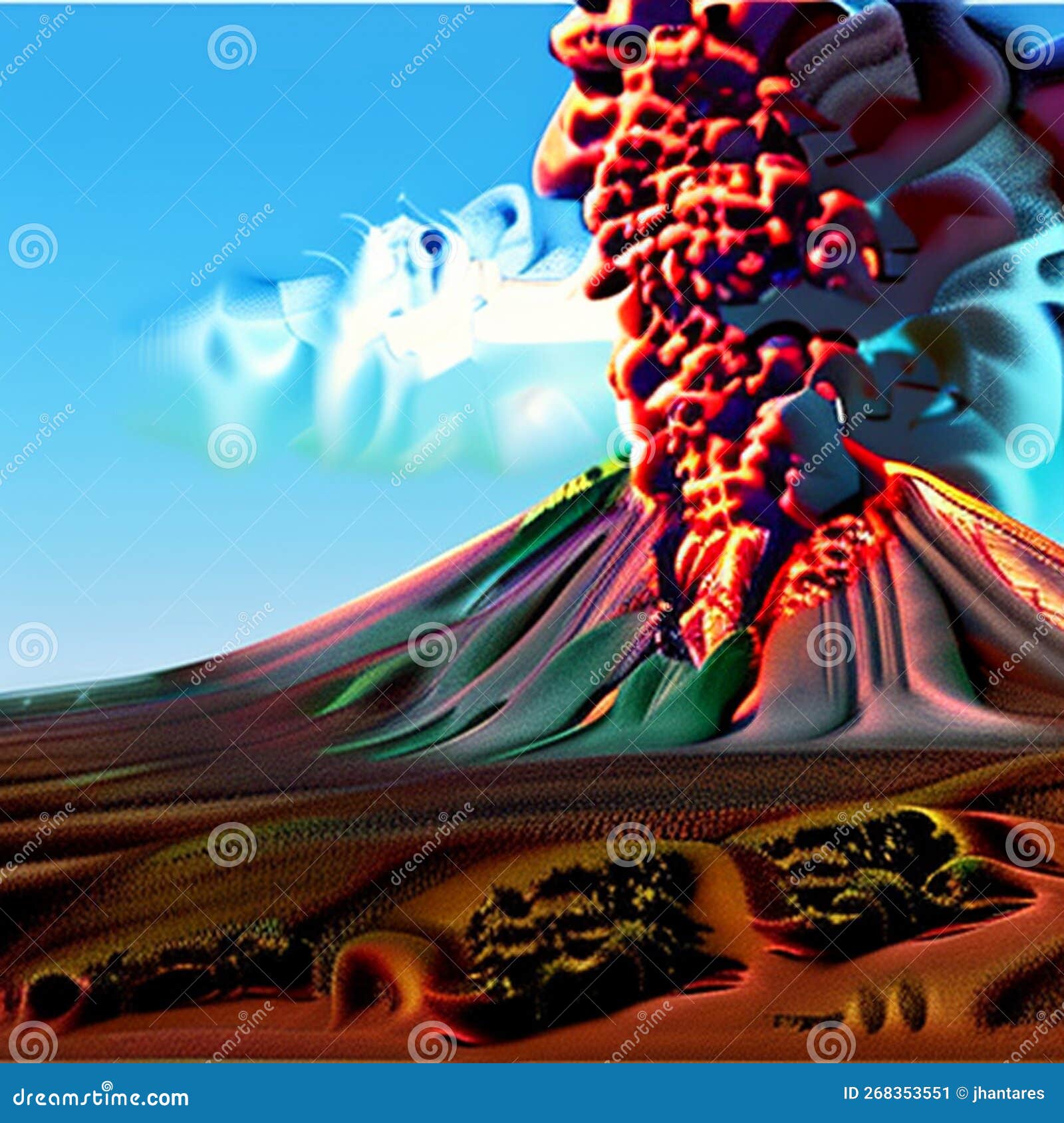 3d Effect - Volcano Comic Style - Ai-generated Stock Illustration ...