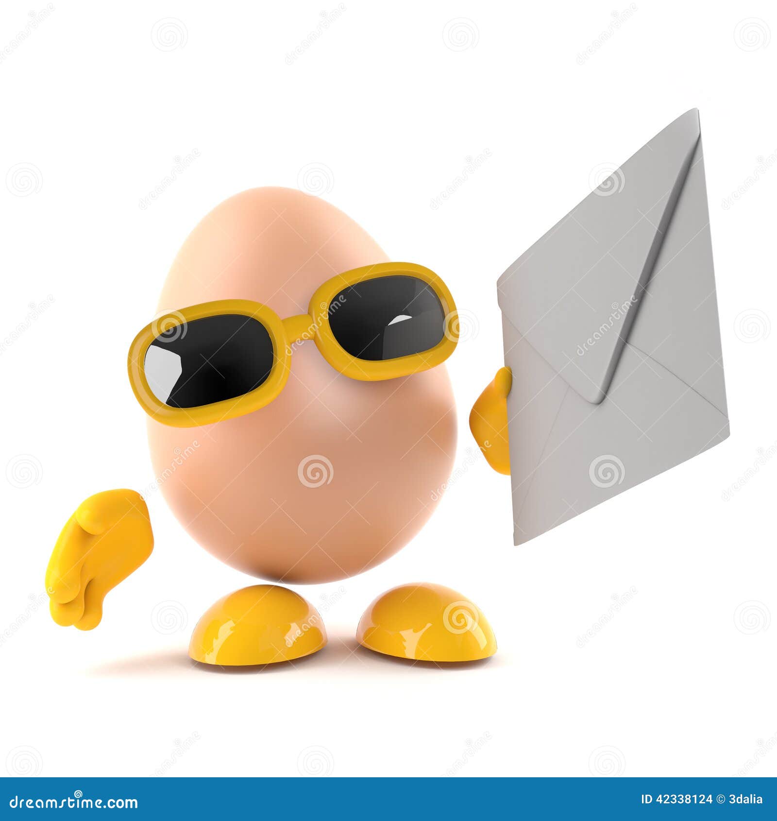 3d Egg has mail stock illustration. Illustration of character - 42338124