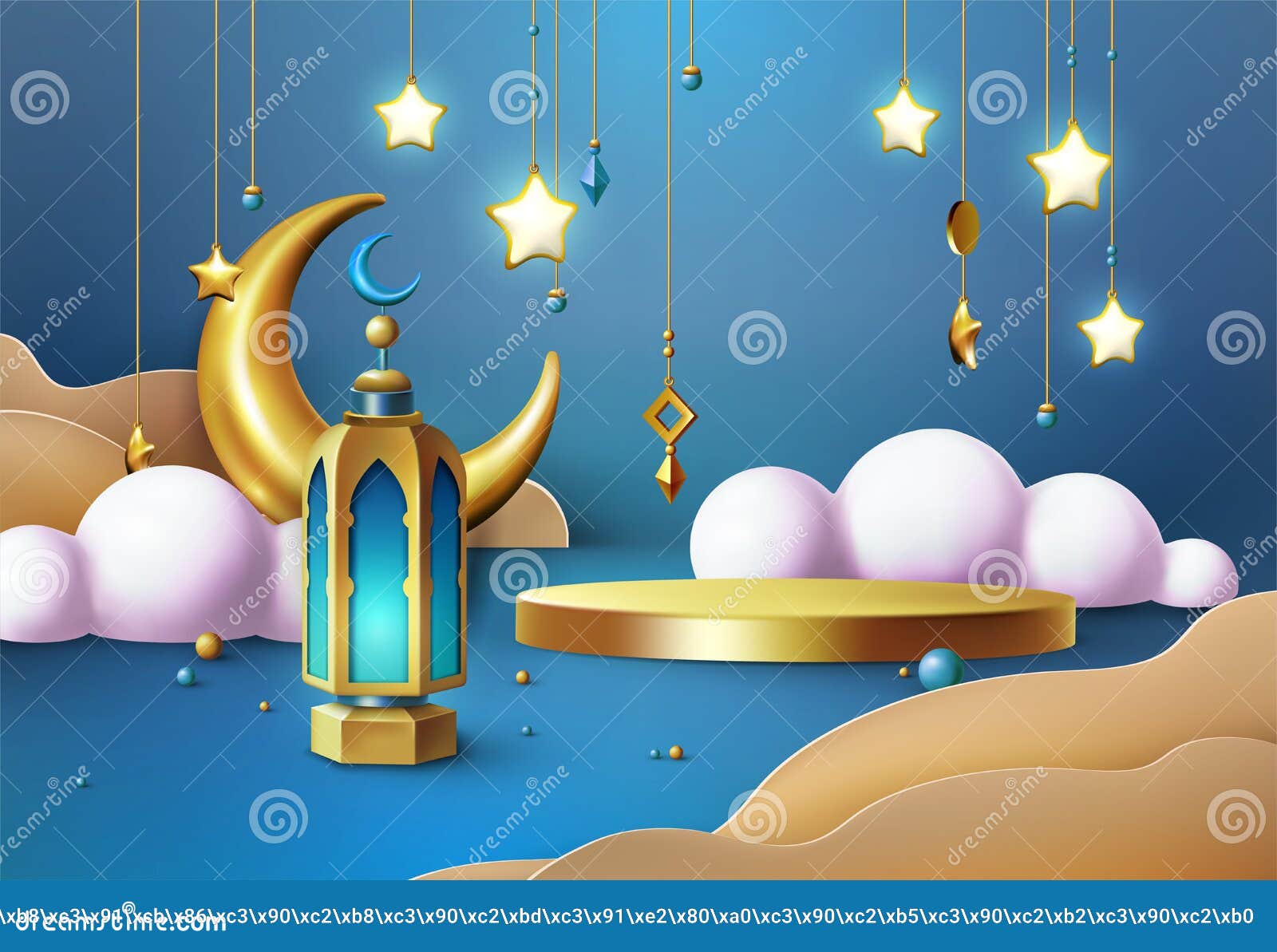 3d Eid Mubarak, Ramadan Golden Podium for Product Presentation, Render ...