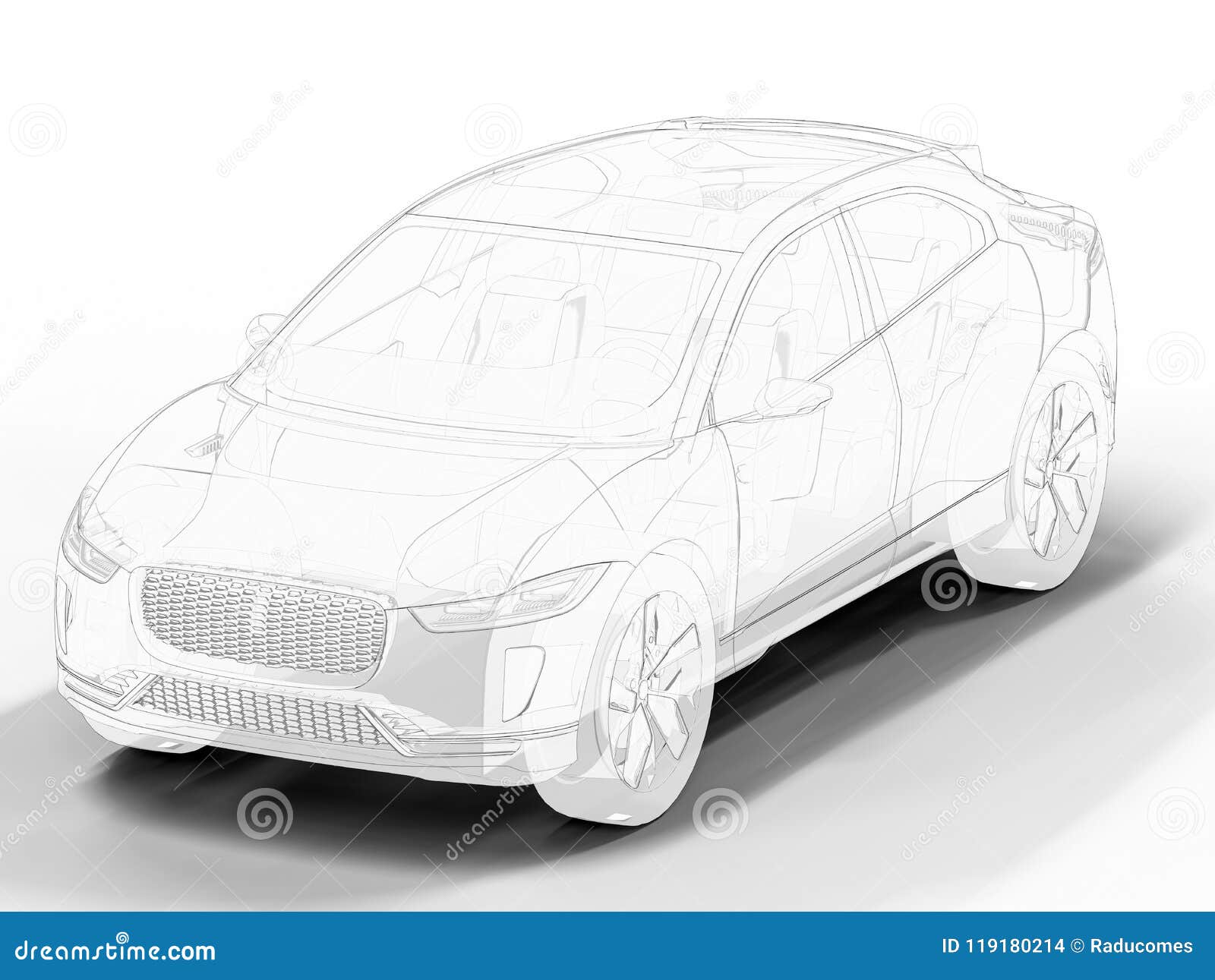 3D Ejemplo - Esquema Del Perfil Del Coche Stock de ilustración ...