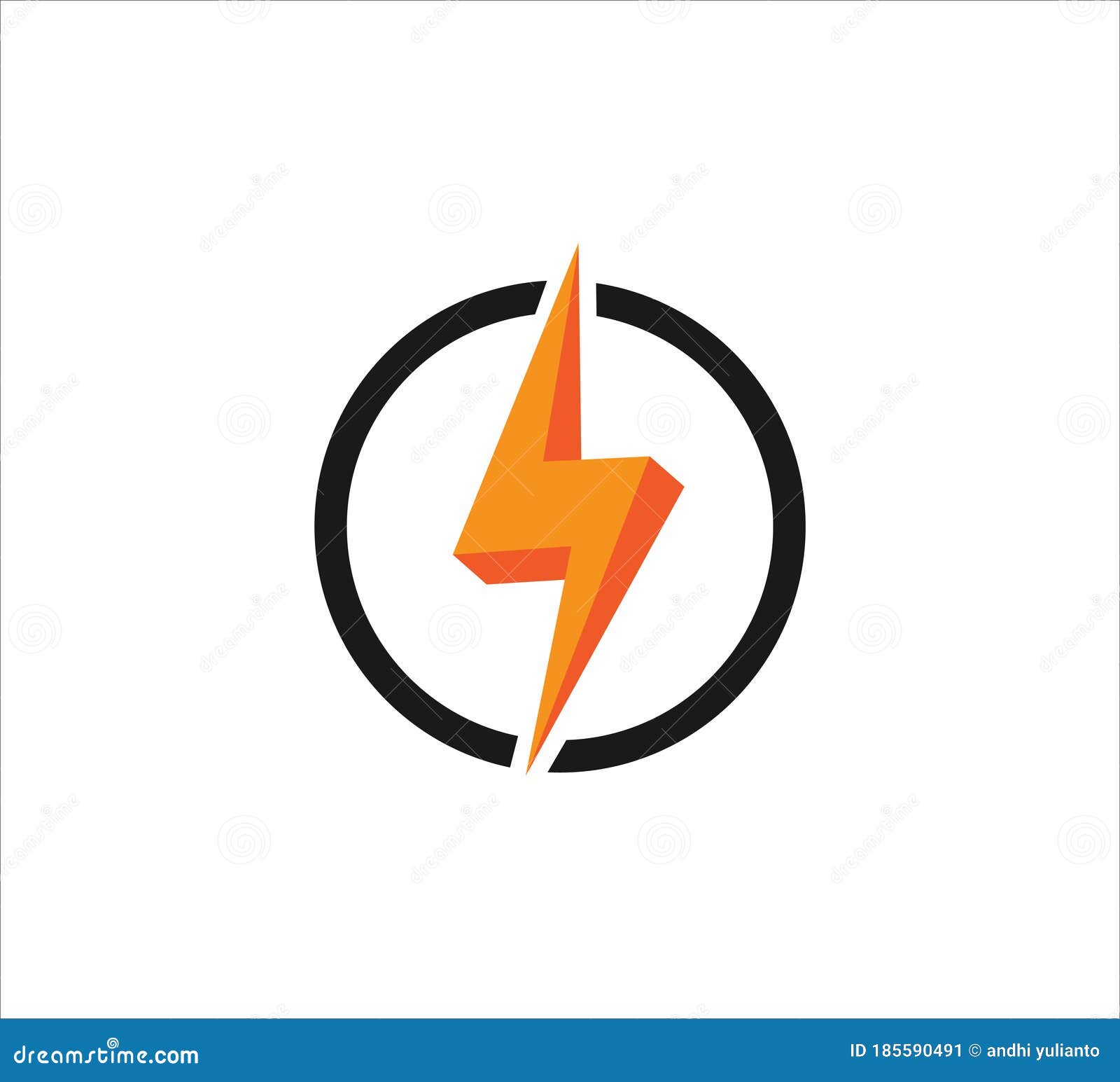 3d Electric Bolt Spark Inside Circle Vector Icon Logo Design Stock ...
