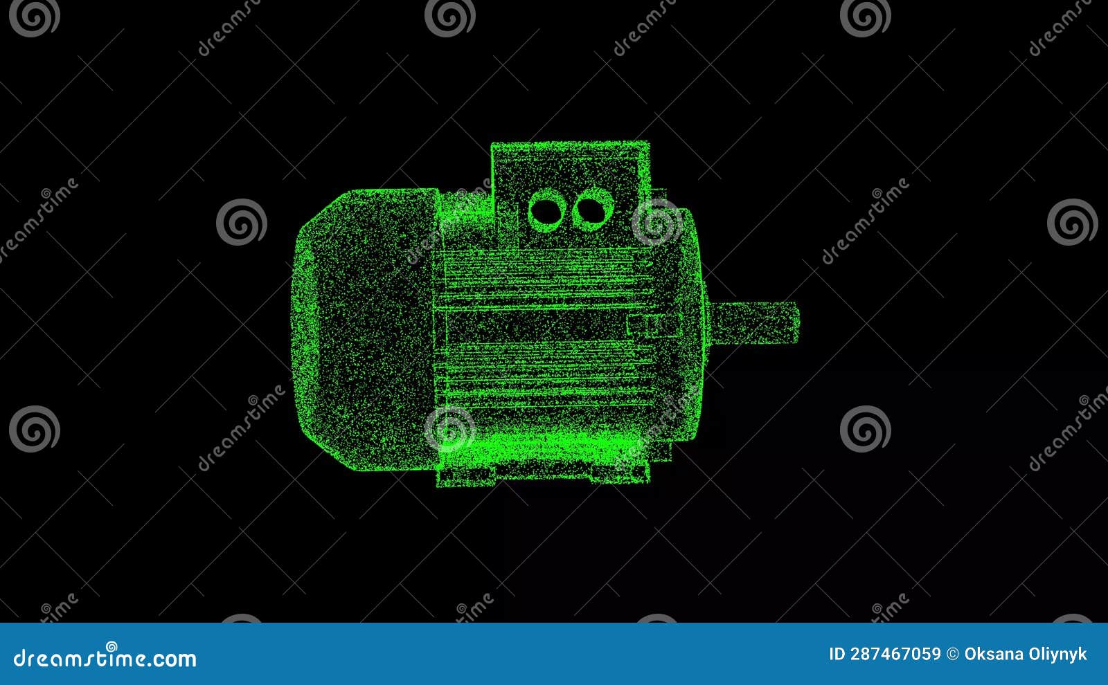 3D Electric Motor on Black Background. 3 Phase Induction Motor ...