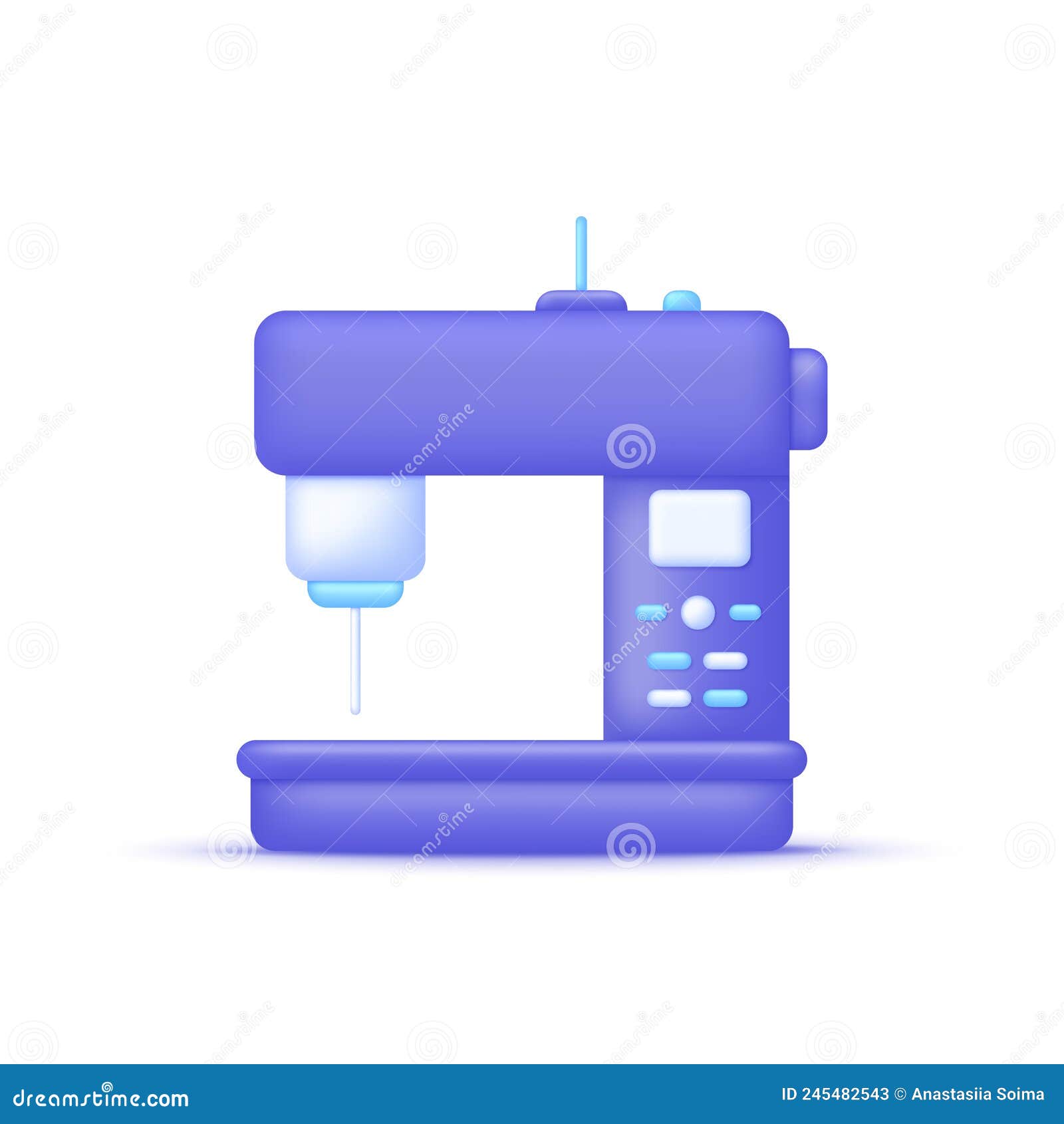 3d Electric Sewing Machine Isolated On White Background Sewing