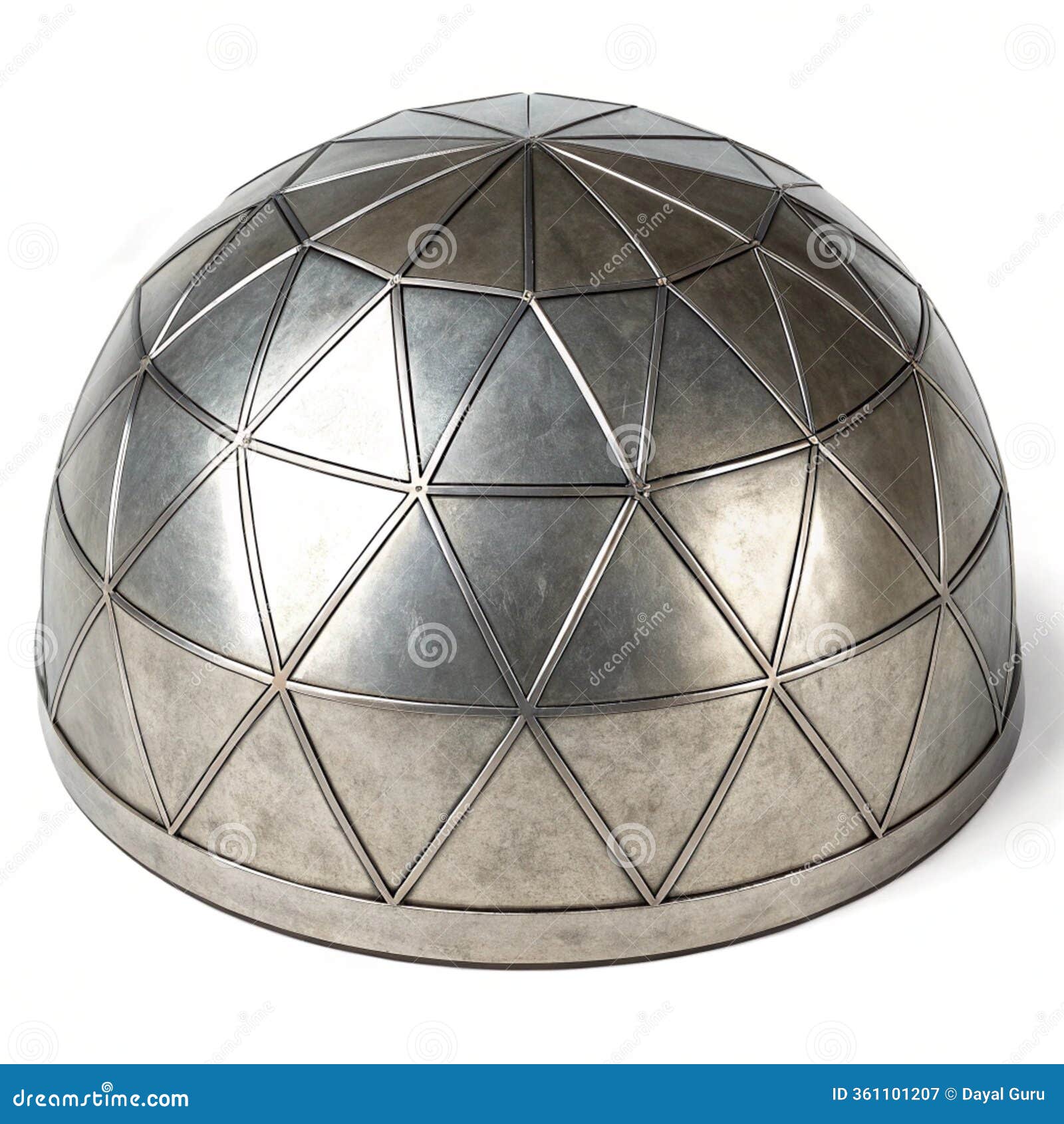 3D Element Semisphere Metal Geometric Shape Isolated on White Background Stock Illustration ...