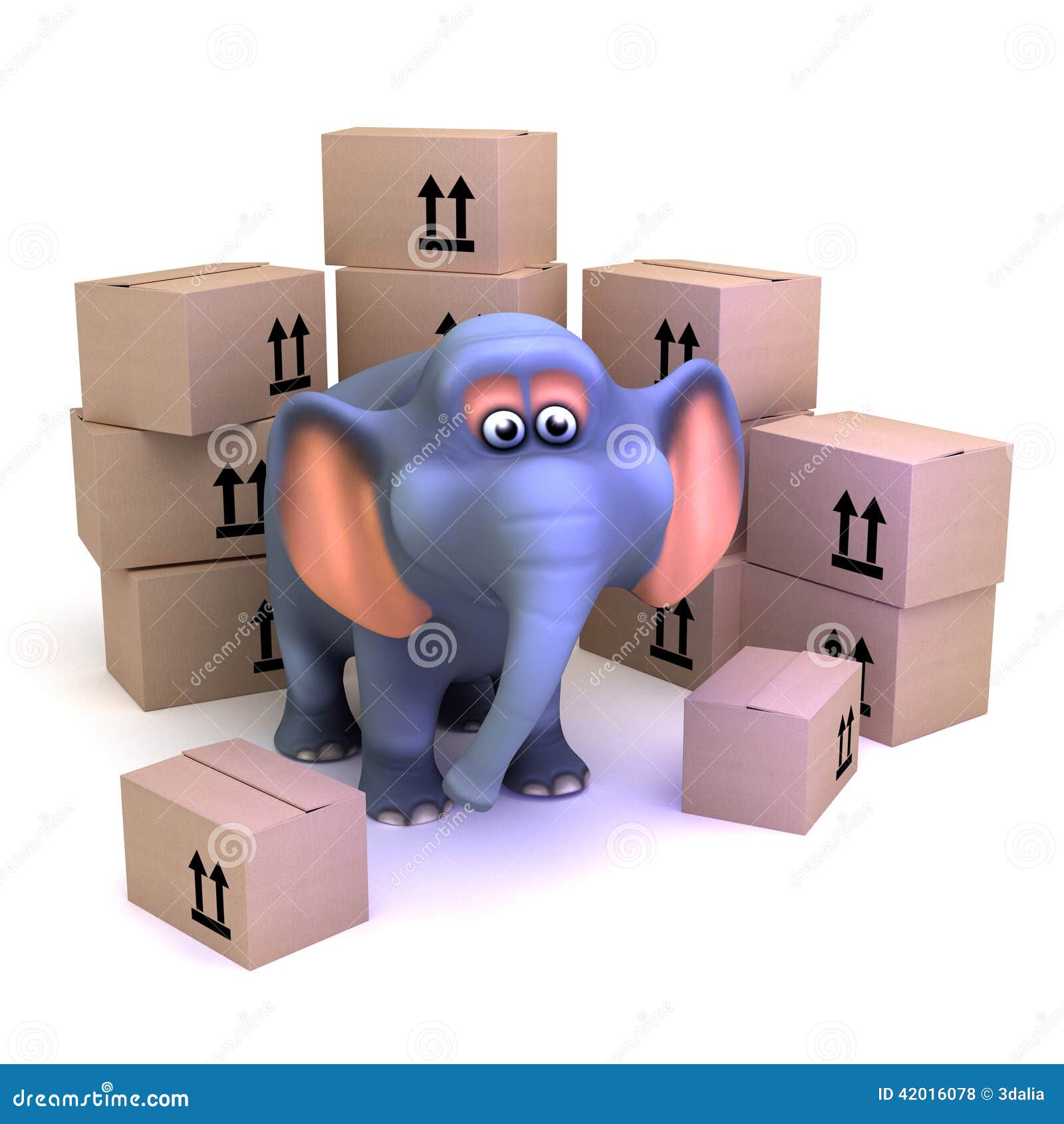 3d Elephant among boxes stock illustration. Illustration of boxes ...