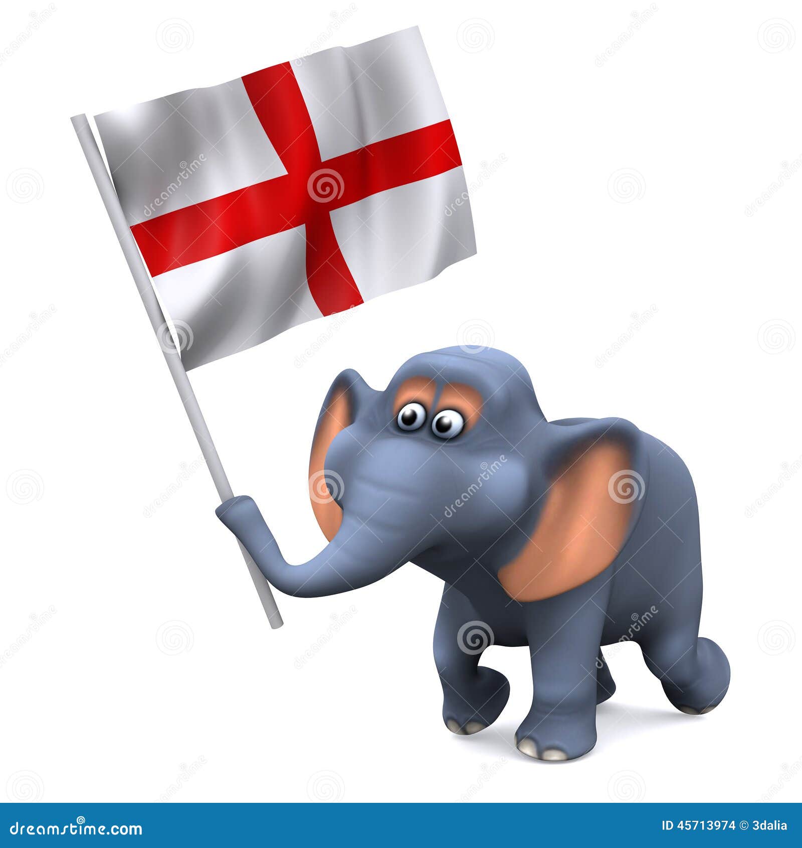 3d Elephant Carrying an English Flag Stock Illustration - Illustration ...