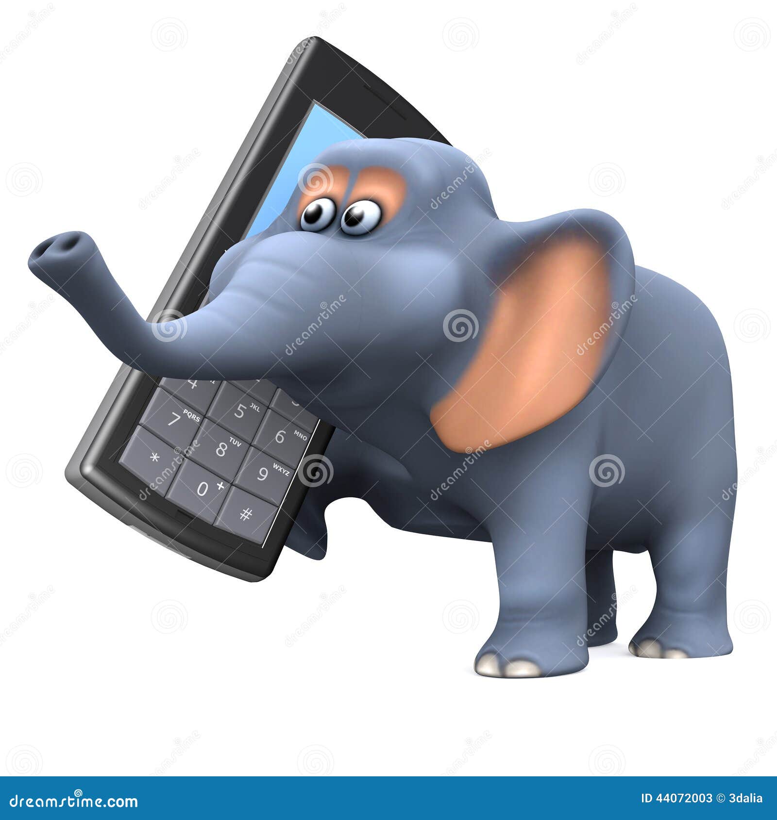 3d Elephant Chats on a Mobile Phone Stock Illustration - Illustration ...