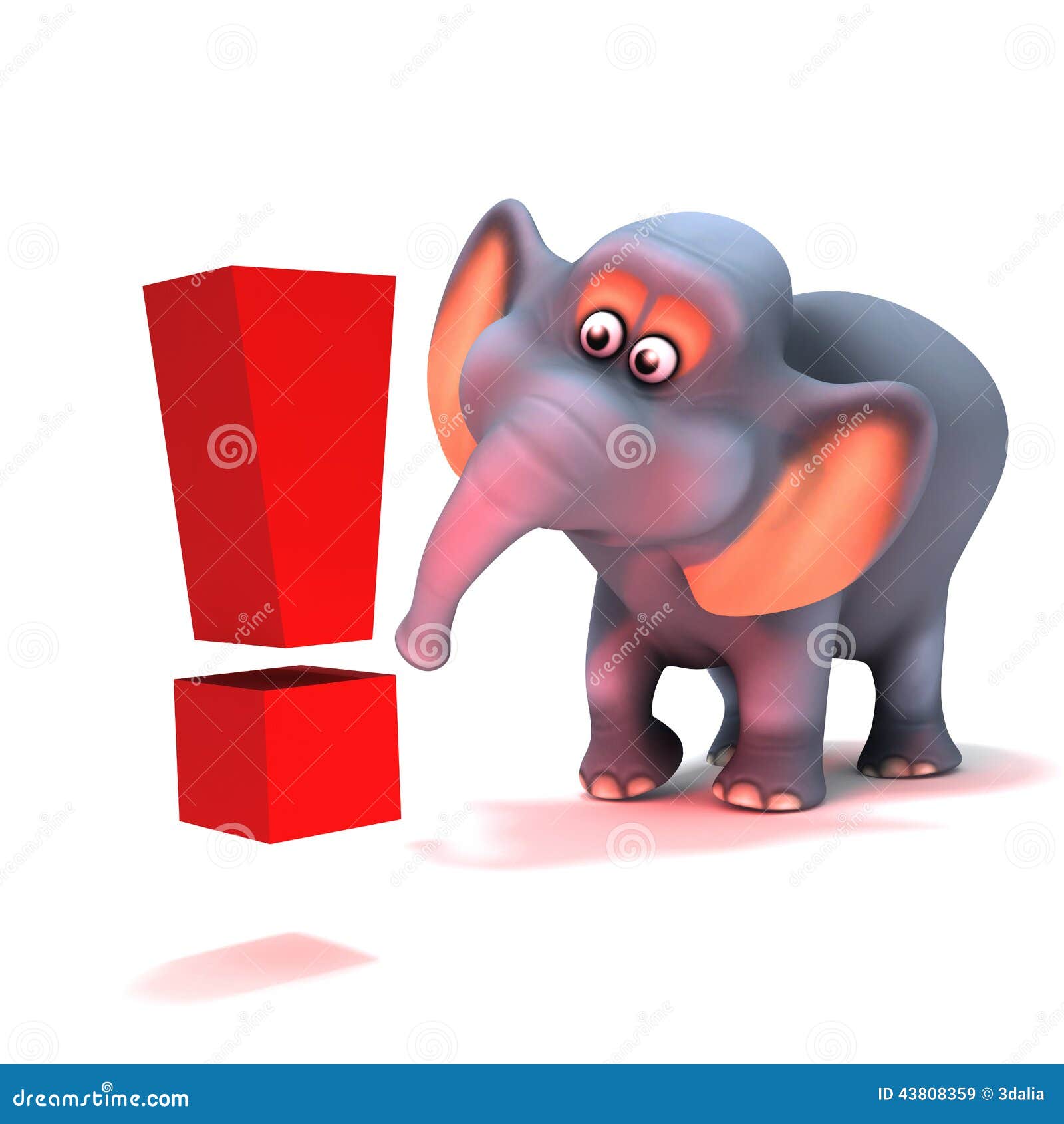 3d Elephant Exclamation Mark Stock Illustration - Illustration of cute ...