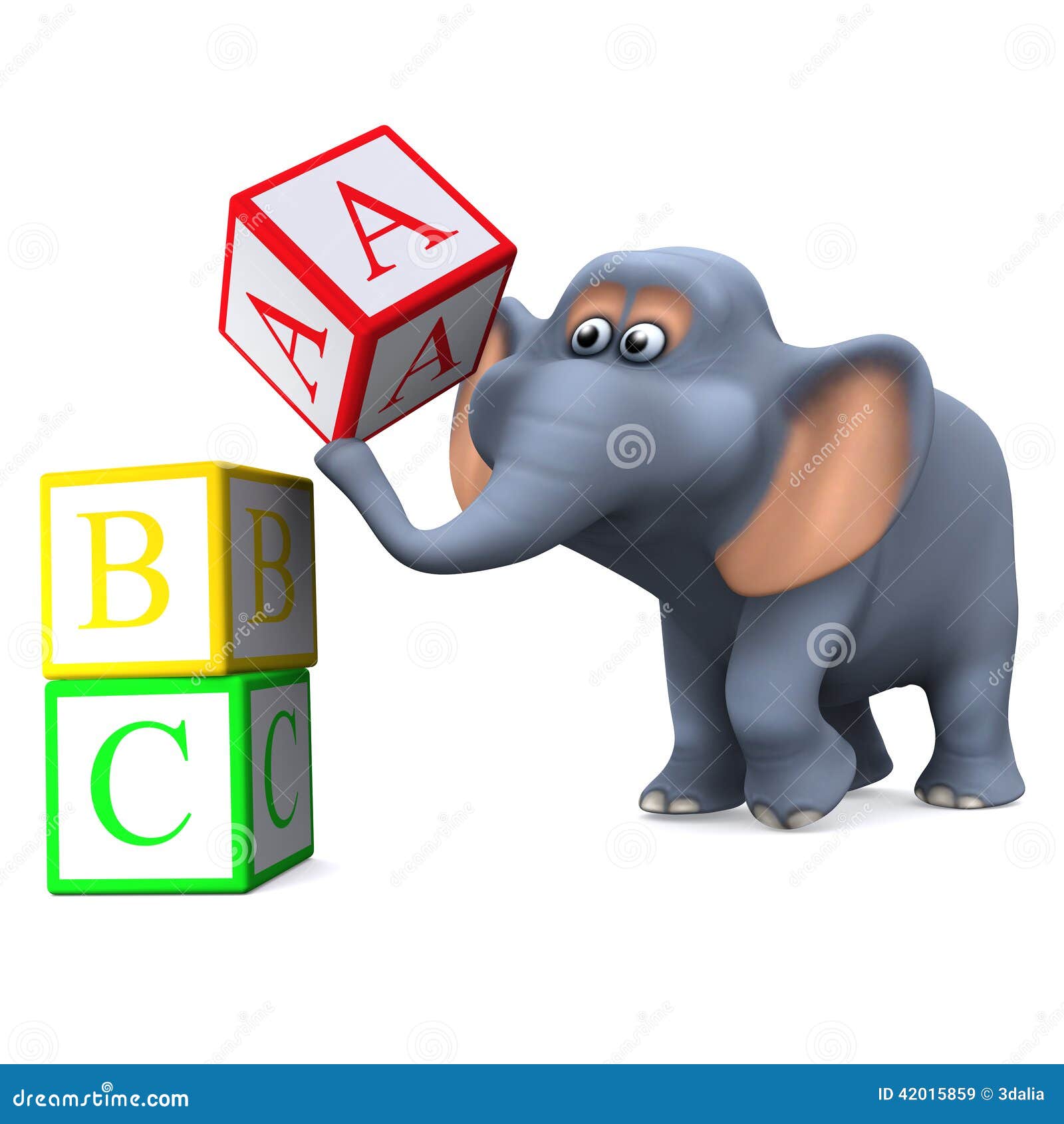 3d Elephant Learns the Alphabet Stock Illustration - Illustration of ...