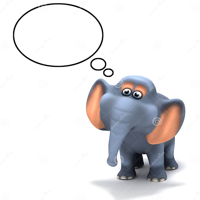 3d Elephant thinks stock illustration. Illustration of elephant - 38733194