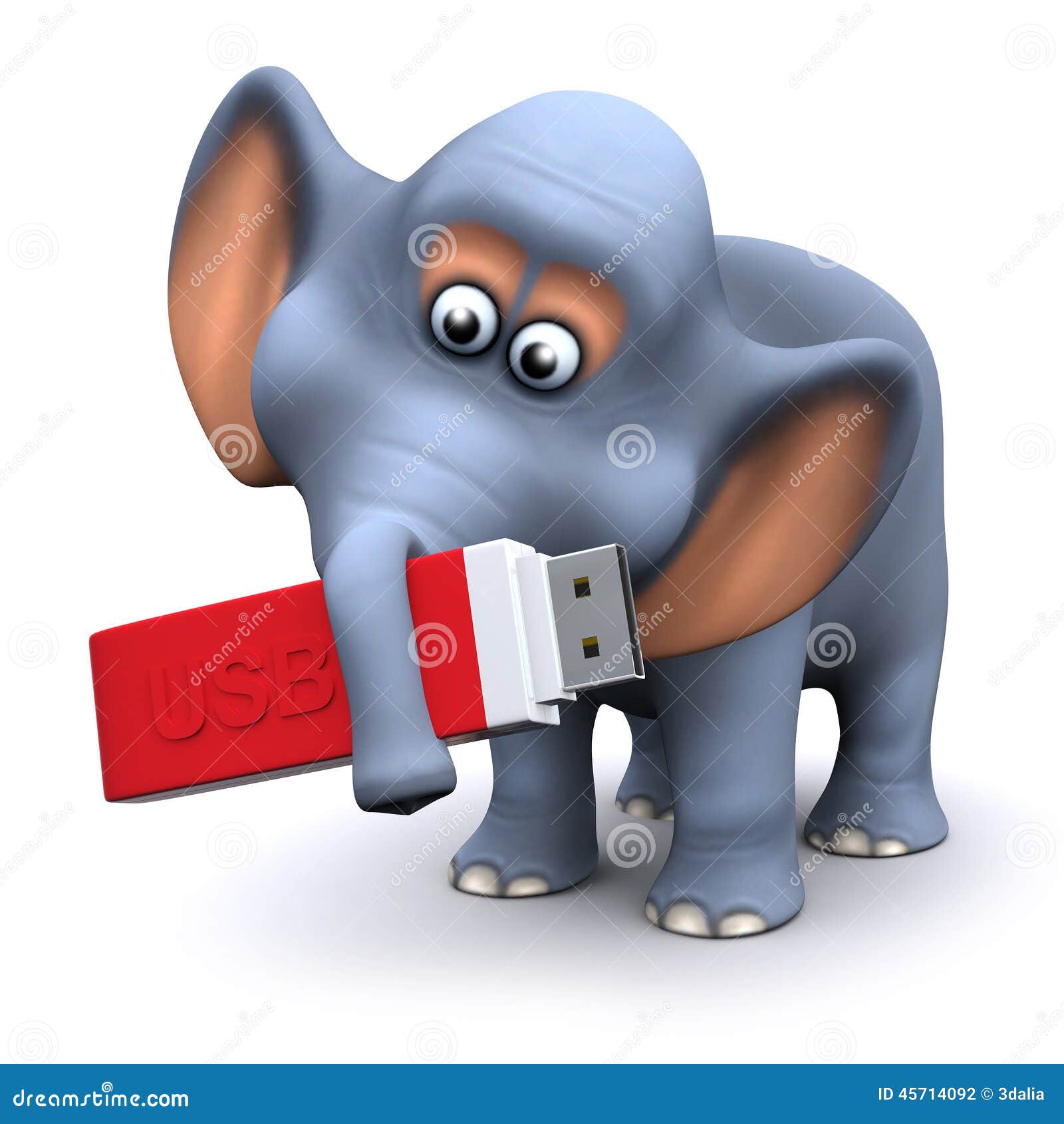 3d Elephant with a USB Memory Stick Stock Illustration - Illustration ...