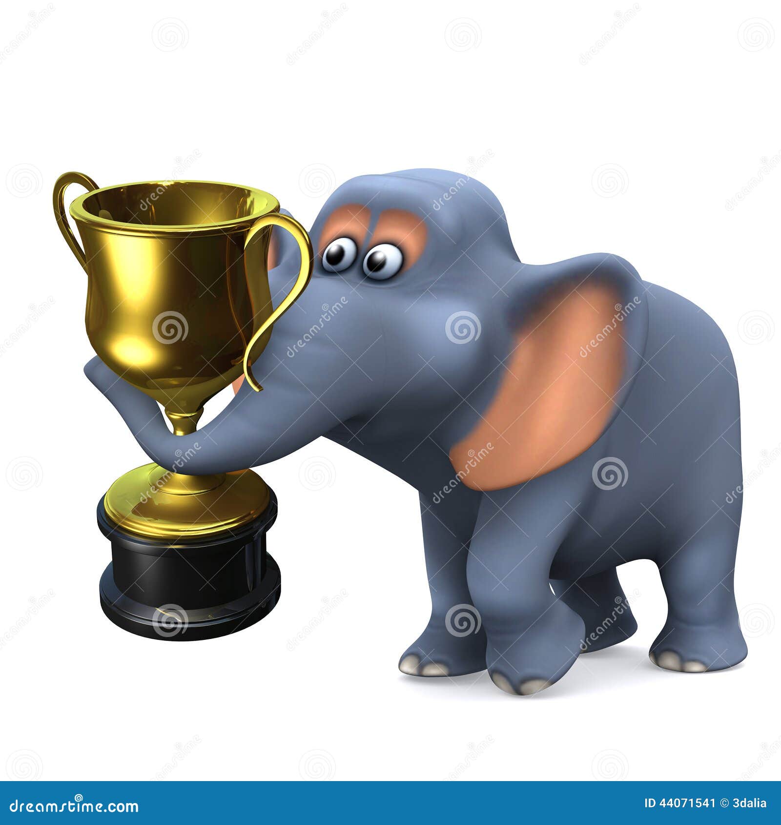 3d Elephant Wins the Gold Trophy Stock Illustration - Illustration of ...