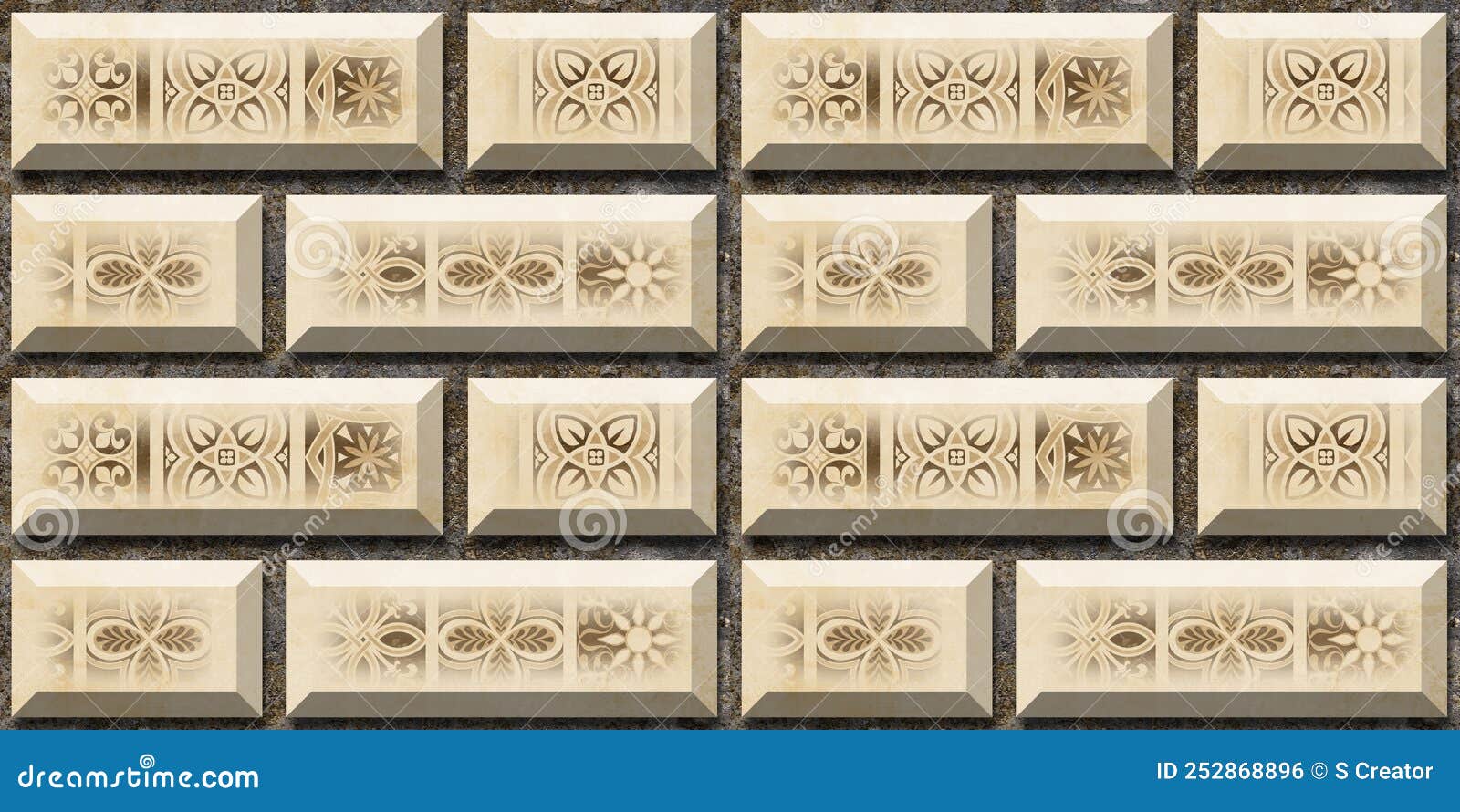3D Elevation Brick Wall Tiles Design, 3d Wallpaper Background Stock ...