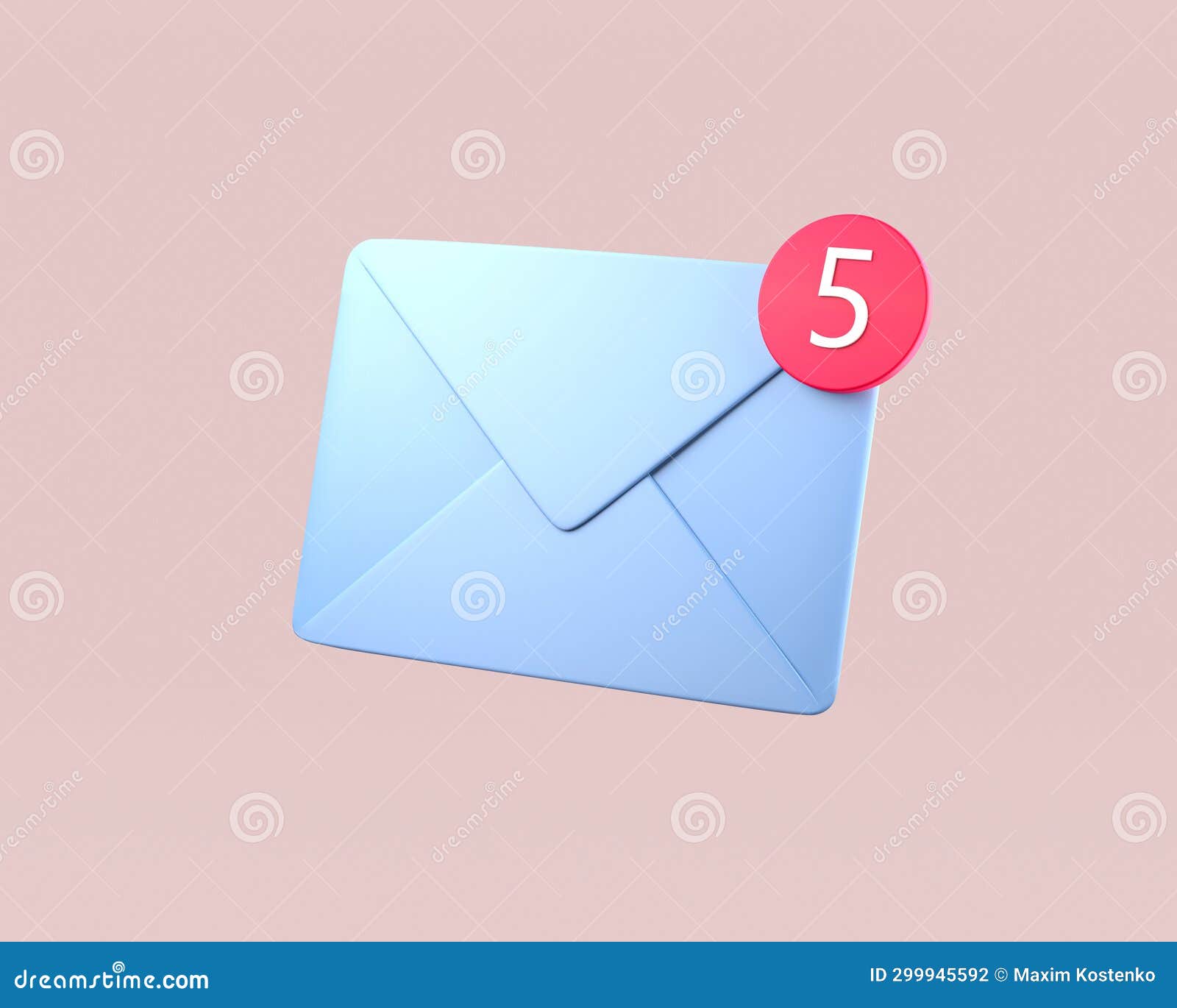 3D Email Icon with Notification, Unread Mail Logo. Stock Illustration ...