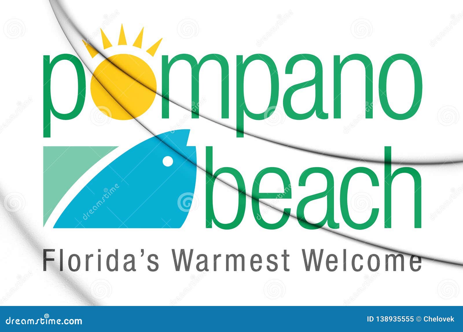 3D Emblem of Pompano Beach Florida, USA. Stock Illustration ...