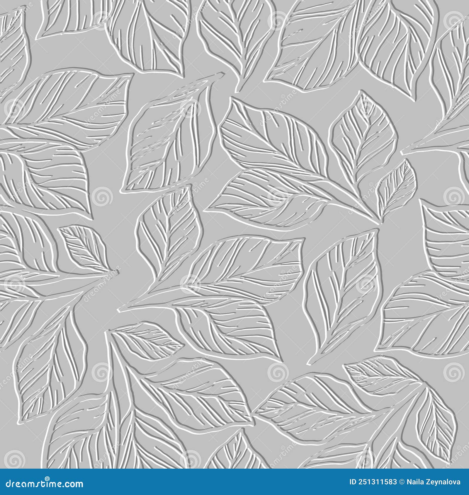 3d Embossed Floral Lines Seamless Pattern. Ornamental Leafy Relief ...