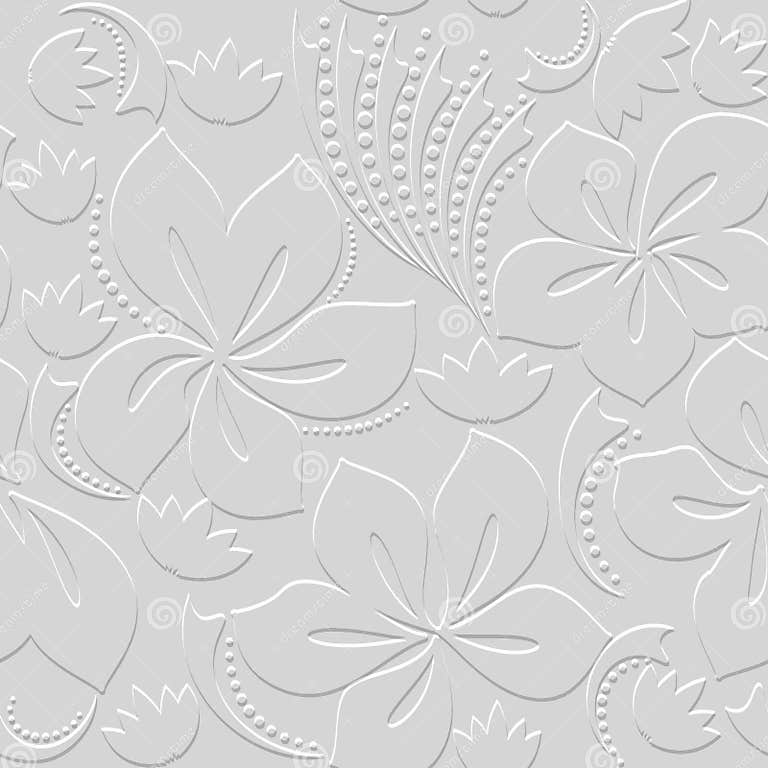 3d Embossed Flowers Seamless Pattern. Textured Beautiful Drawing ...