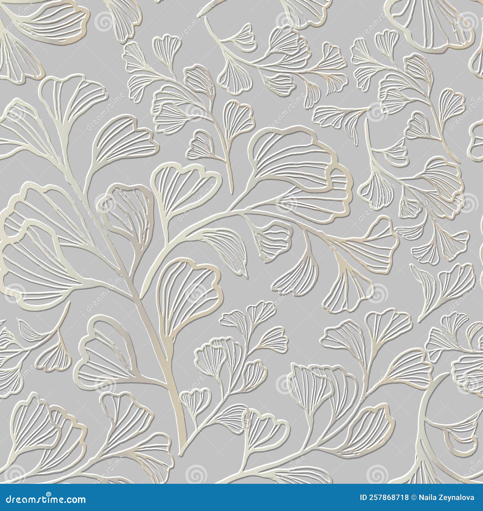 3d Embossed Lines Floral Seamless Pattern. Textured Beautiful Flowers ...