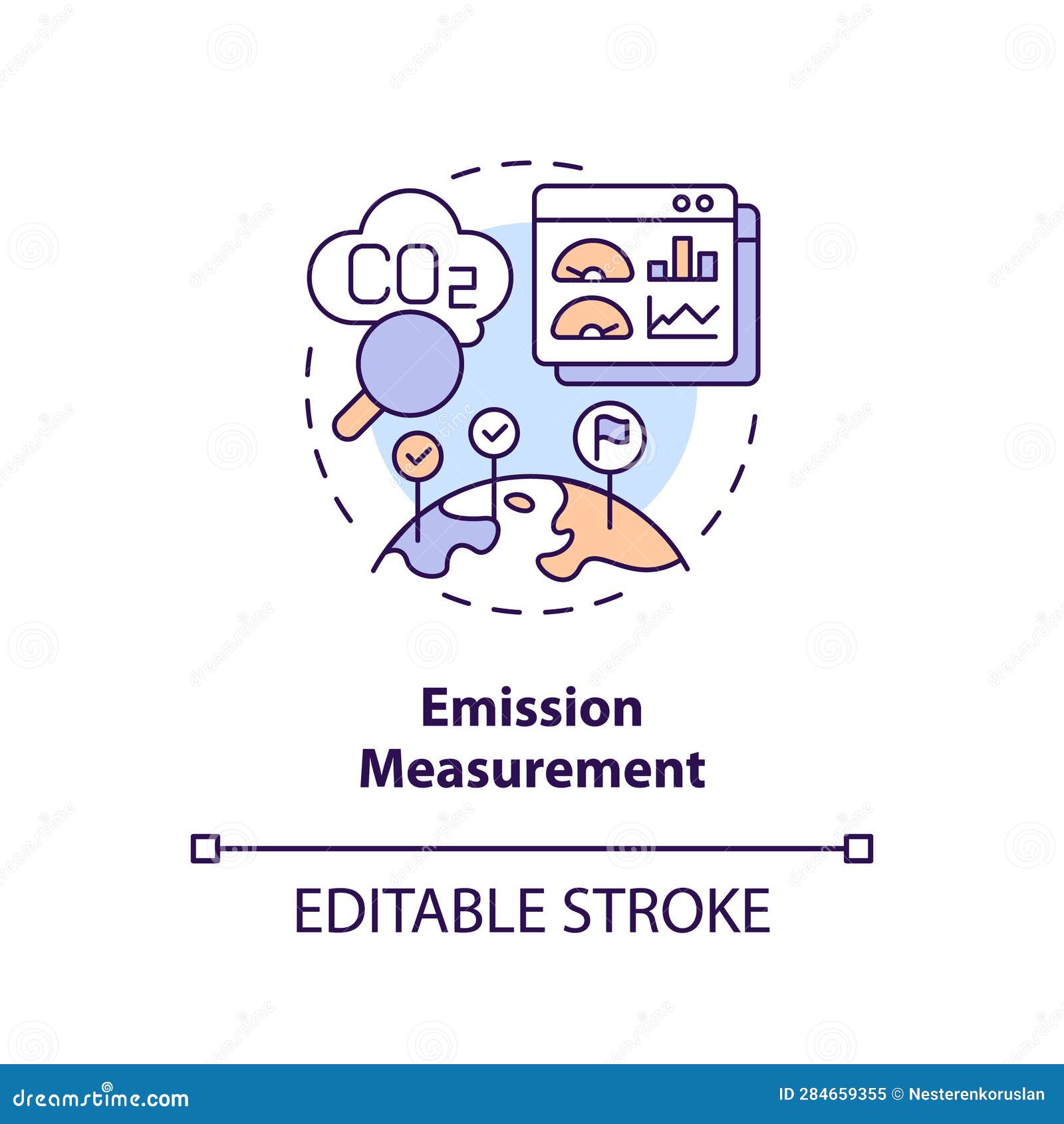 2D Emission Measurement Concept Icon Stock Vector - Illustration of ...