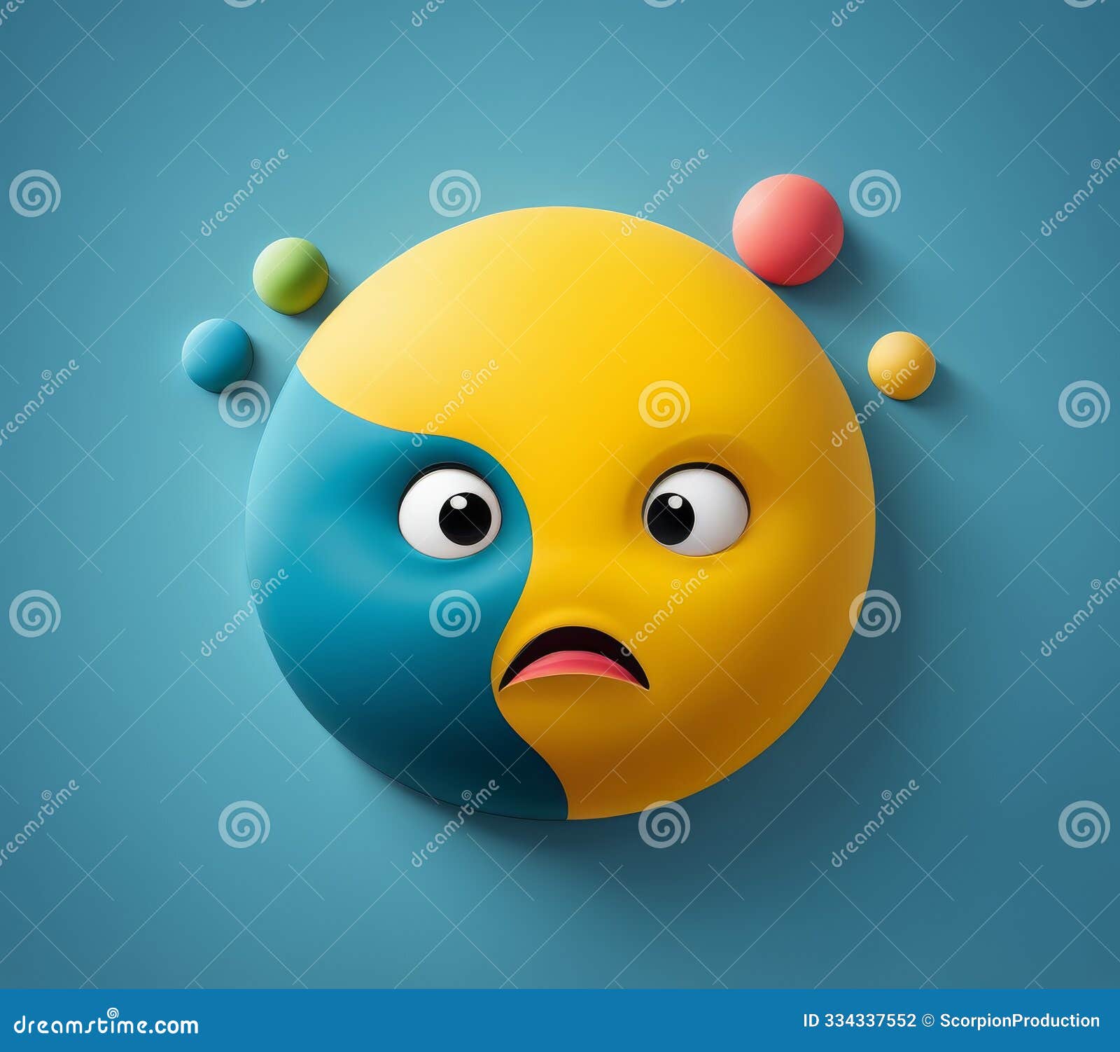 3D Emoji with Mixed Emotions on a Blue Background Stock Illustration ...