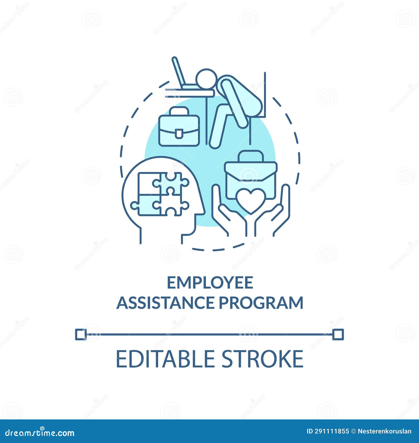 2D Employee Assistance Program Linear Icon Concept Stock Vector ...