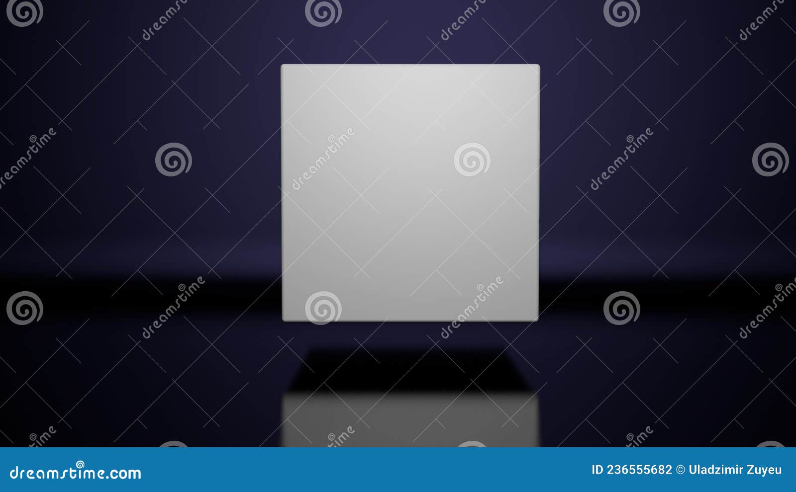 3d Empty Background. White Empty Square in Zero Gravity on a Dark Blue ...