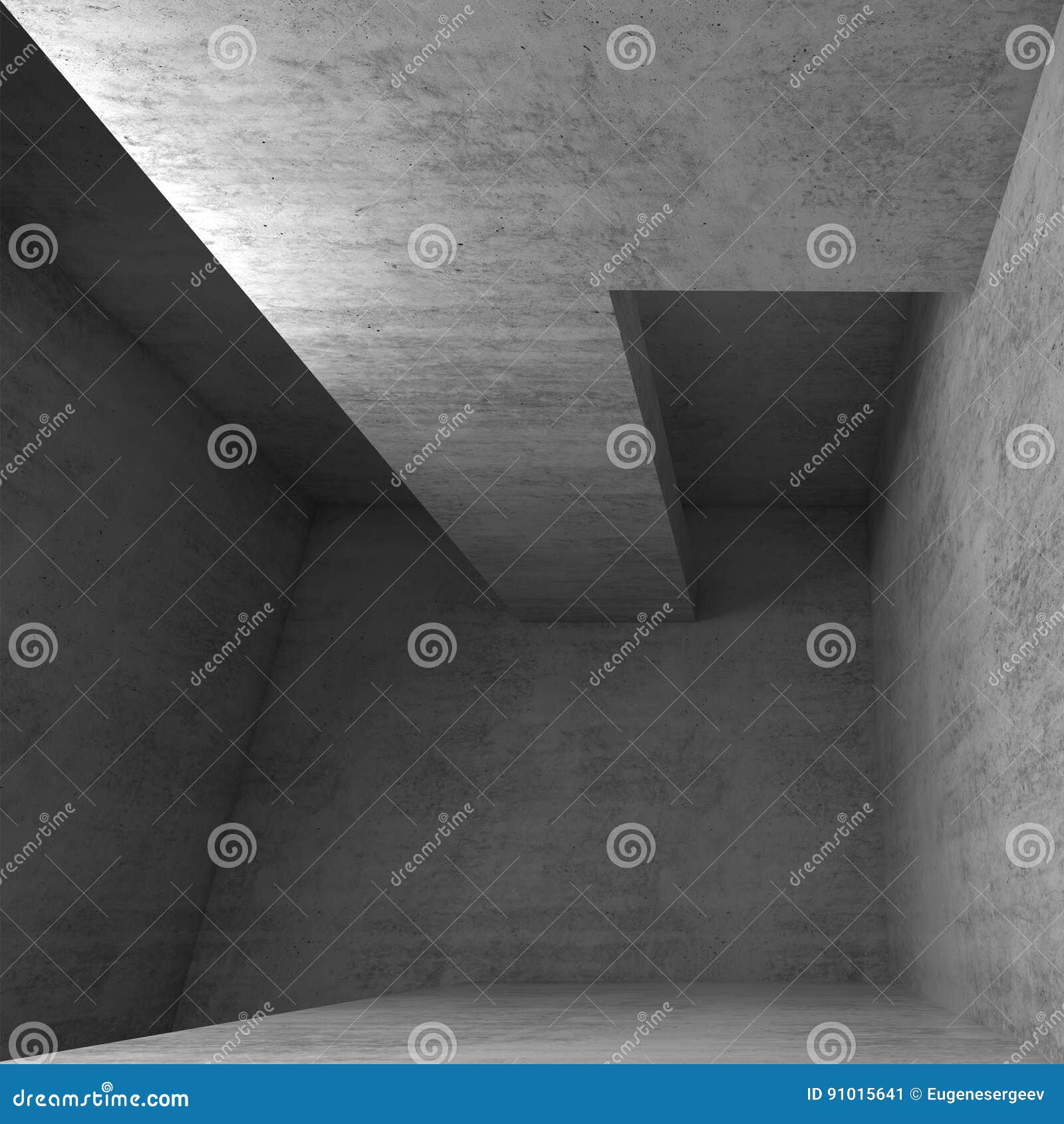 3d Empty Concrete Interior Ceiling Construction Stock Illustration ...