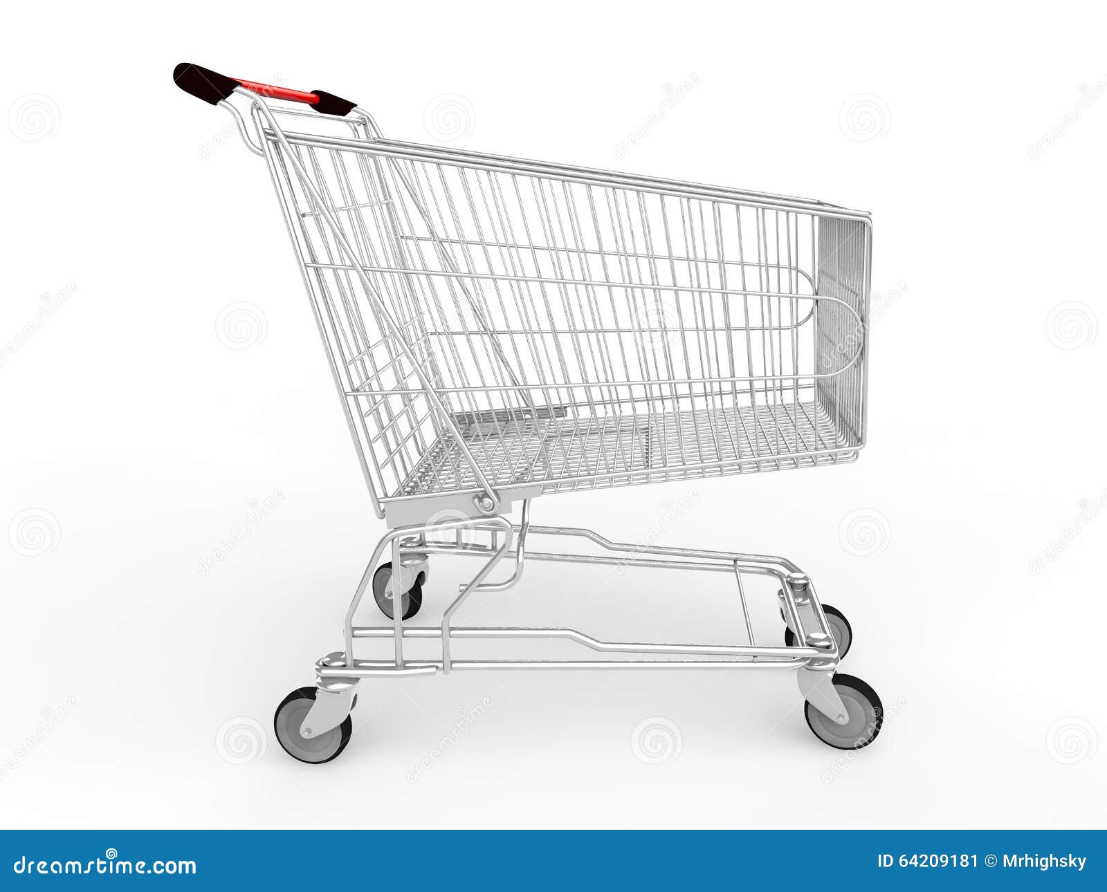 3D Empty shopping trolley stock illustration. Illustration of metal ...