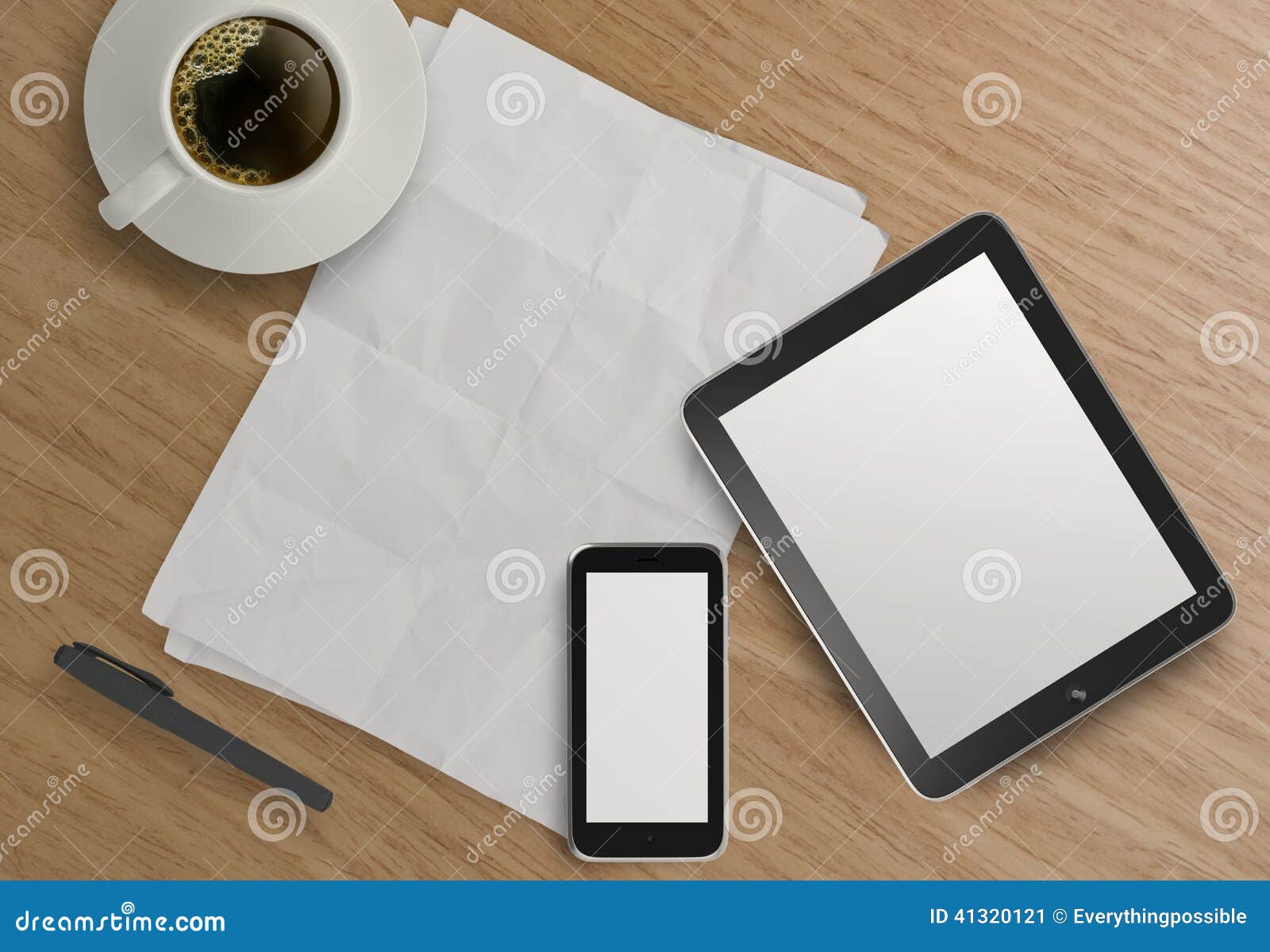 3d Empty Tablet with Mobile Phone Stock Image - Image of desktop, black ...