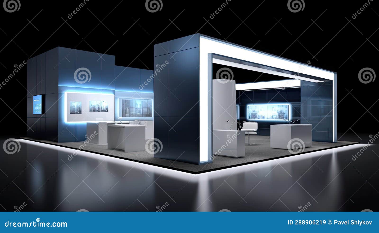 3d Empty Trade Exhibition Stand with Copyspace Stock Illustration ...