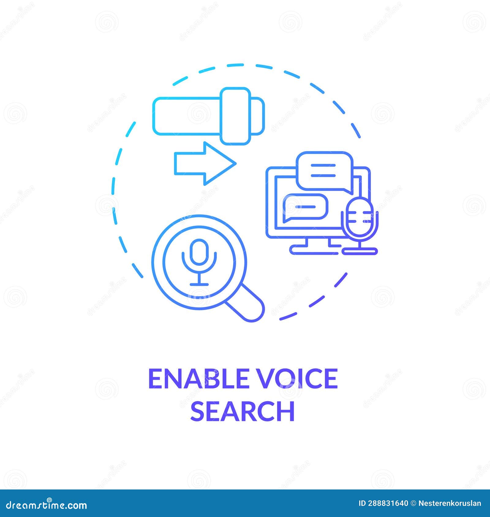 2D Enable Voice Search Gradient Icon Concept Stock Illustration ...