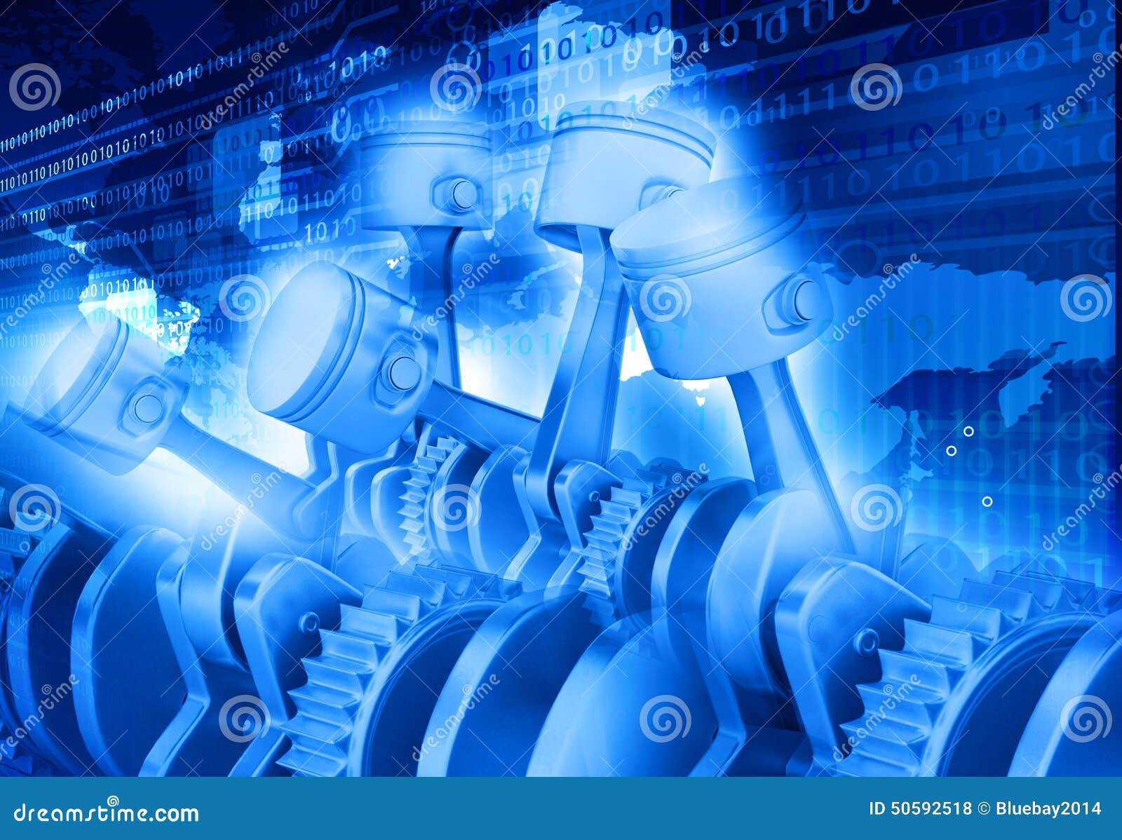 3d Engine Pistons and Cog Wheels Stock Illustration - Illustration of ...