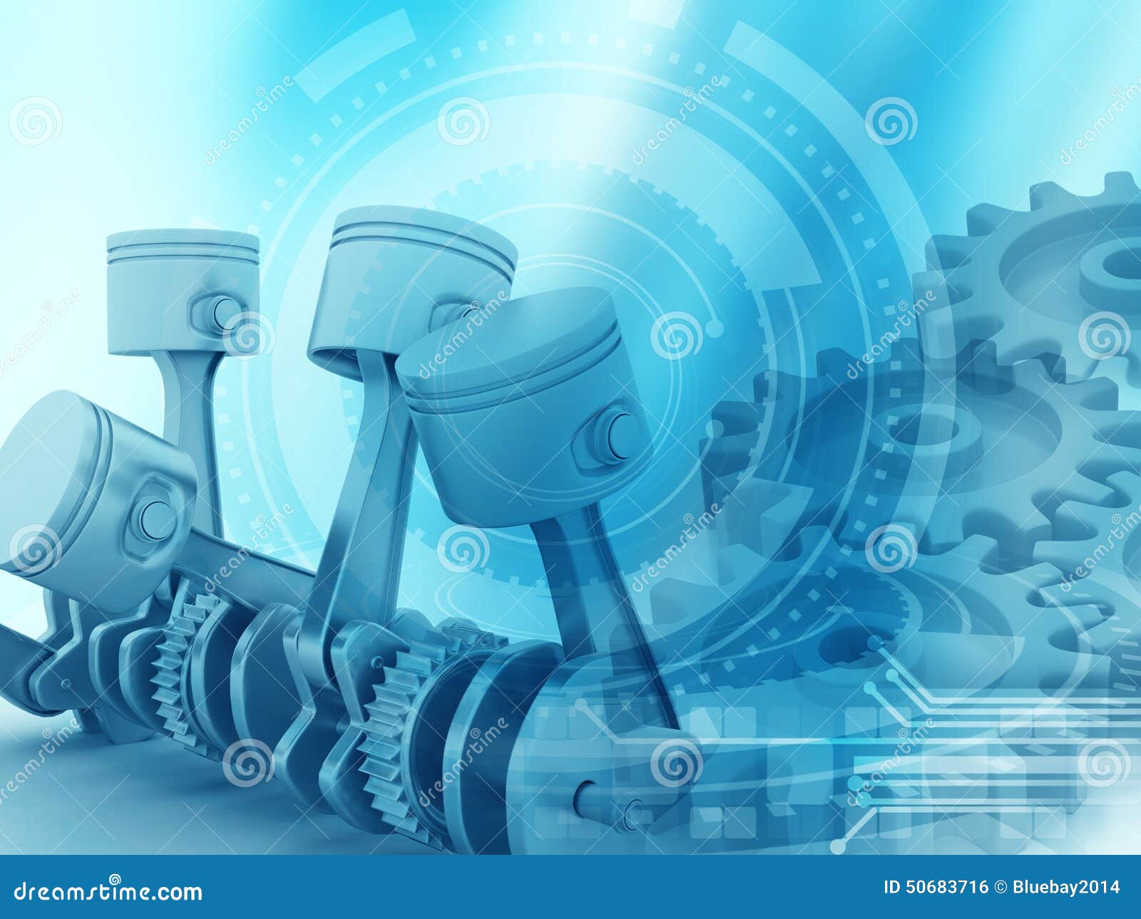 3d Engine Pistons and Cog Wheels Stock Illustration - Illustration of ...