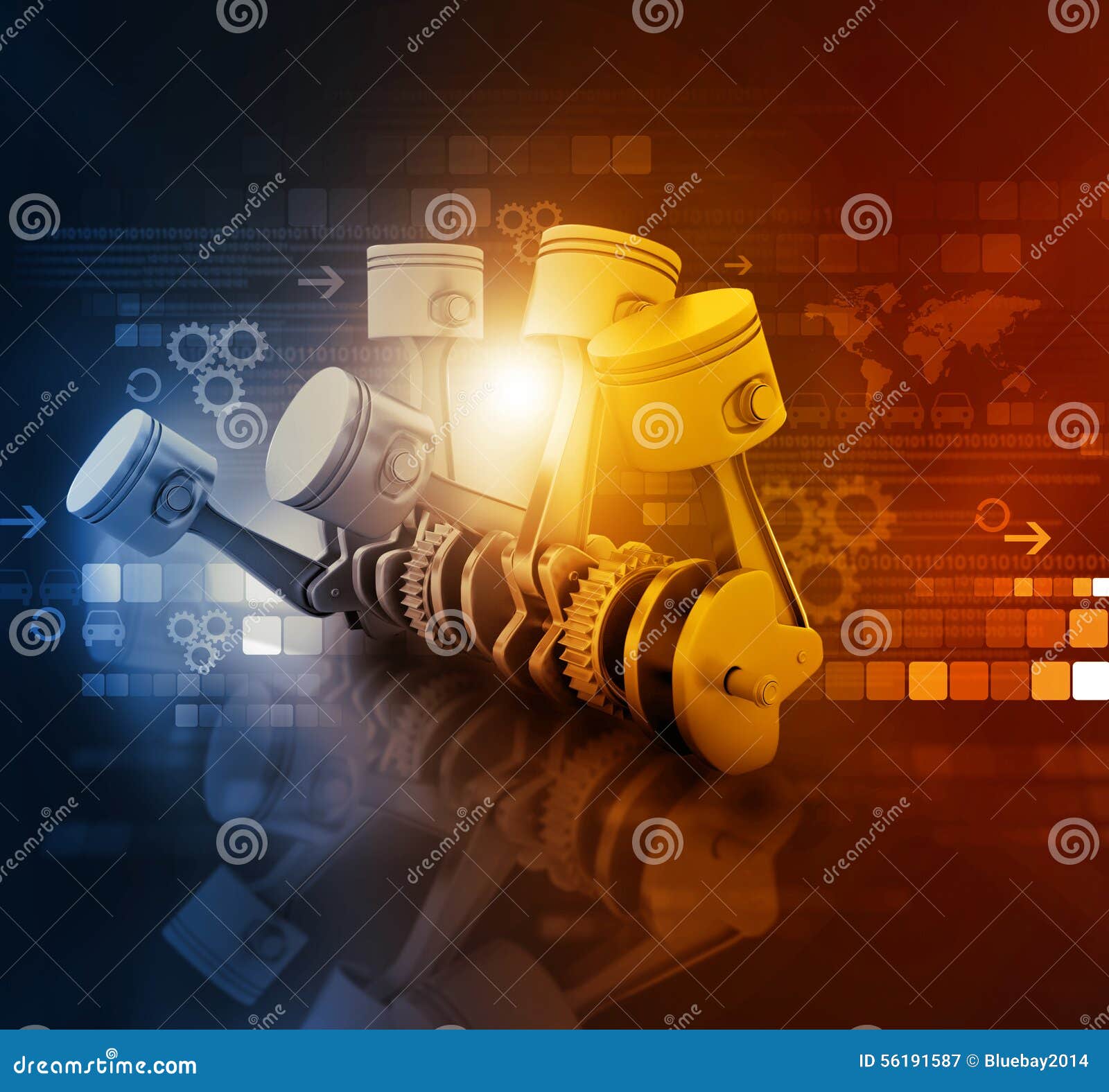3d Engine Pistons And Cog Wheels Royalty-Free Stock Photo ...