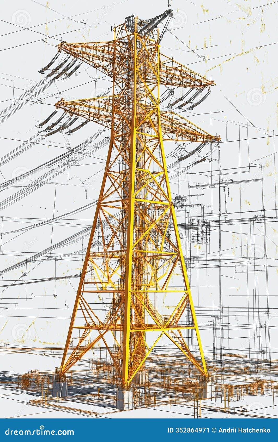 3D Engineering Model of a High-voltage Tower Assembly with Step-by-step ...