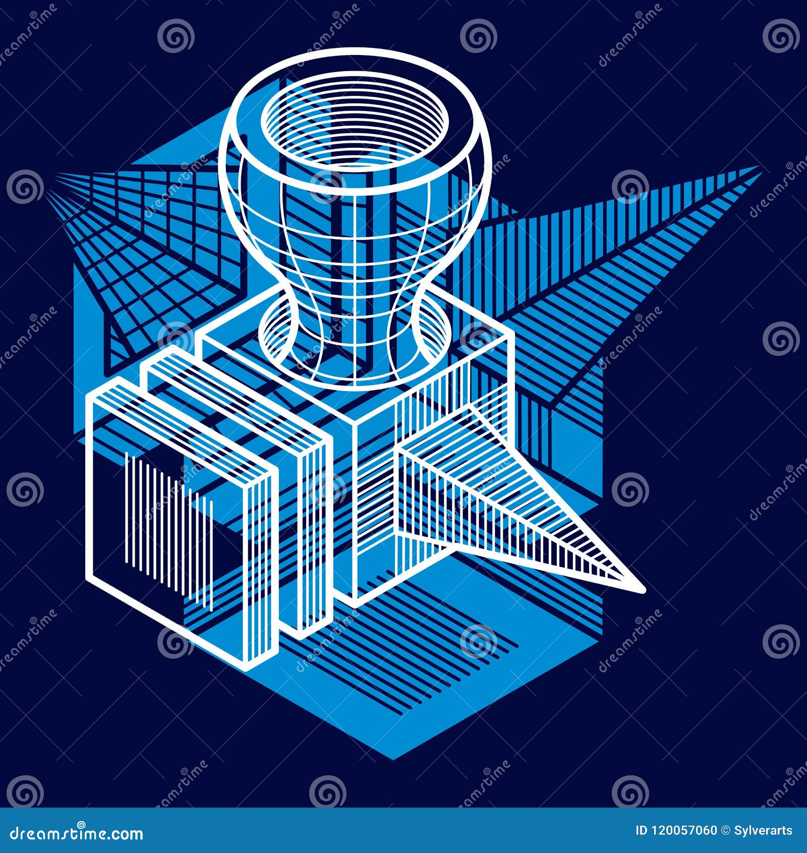3D Engineering Vector, Abstract Shape Made Using Cubes and Geometric ...