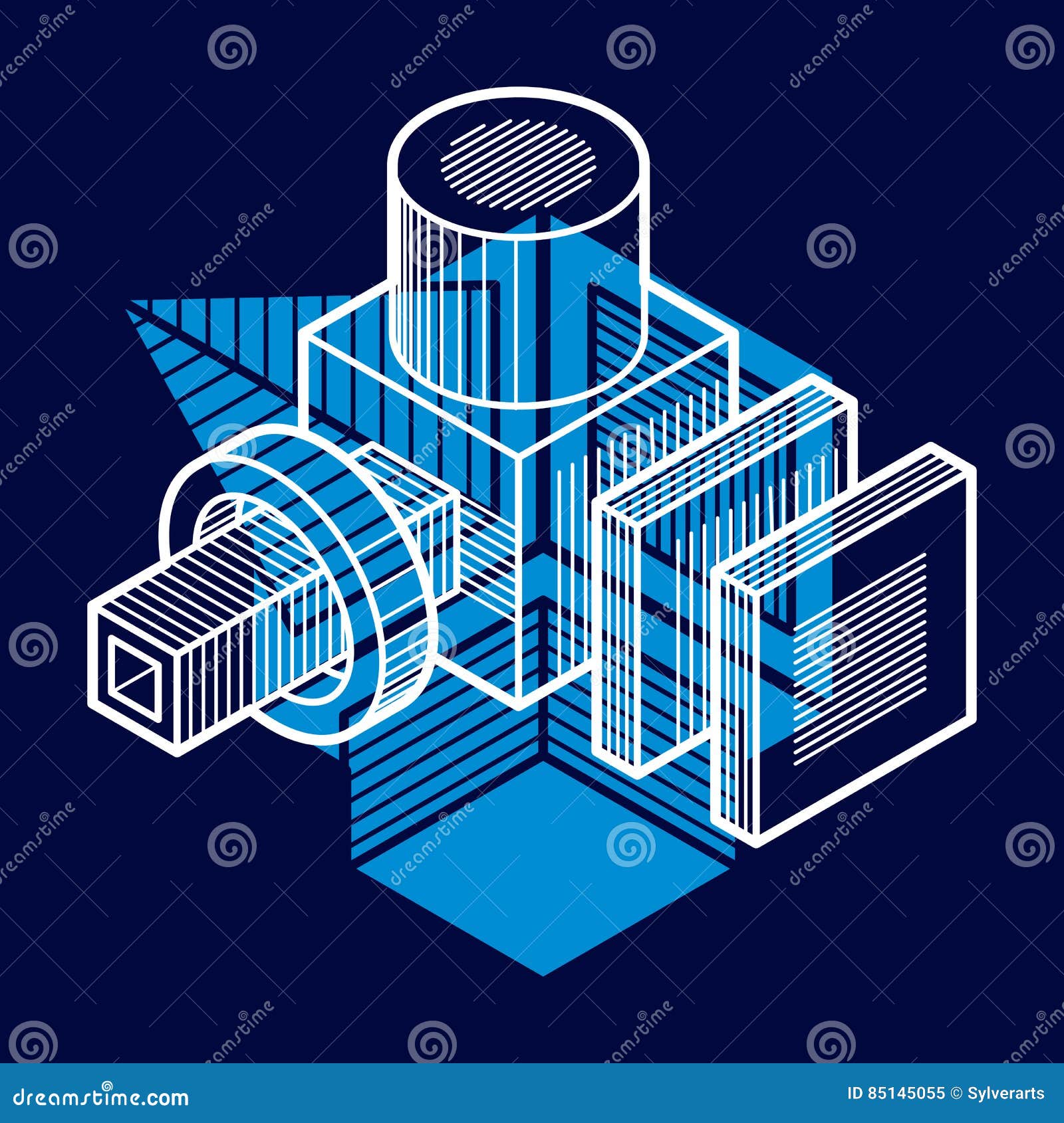 3D Engineering Vector, Abstract Shape Made Using Cubes and Geometric ...